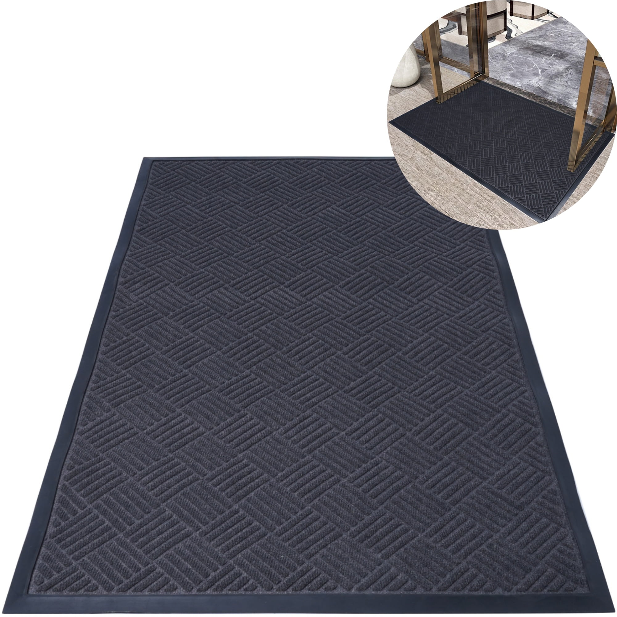 OVYEOFR Entrance Door Mat, 3' x 5' Crosshatch Texture Doormat with ...