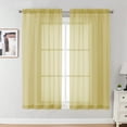 OVZME 2 Panels Sheer Yellow Curtains 63 Inches Length Window Treatments ...