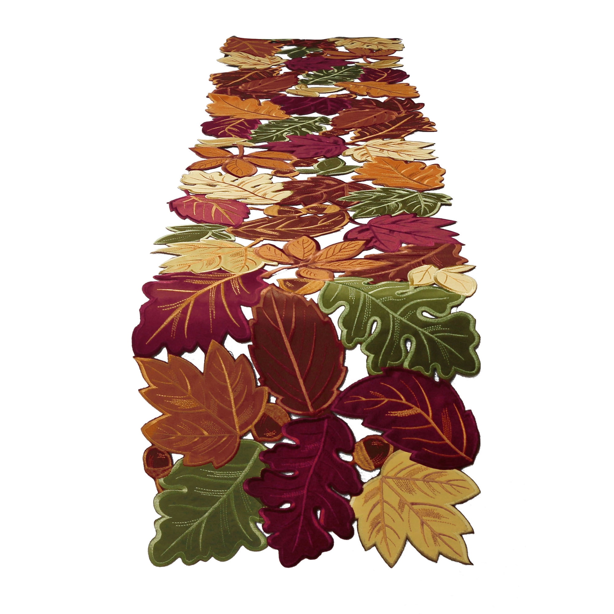 OVZME Autumn Harvest Table Runner, Applique Cutwork Embroidered Maple ...