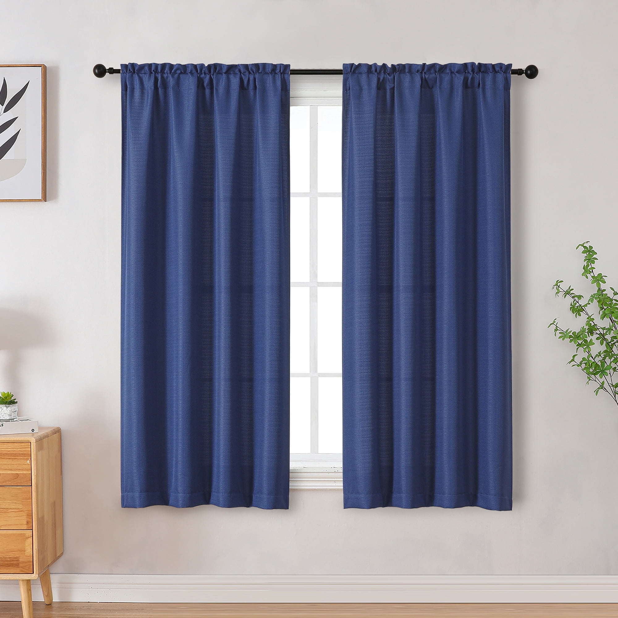 OVZME Bethany Blue Light Filtering Curtains 63 Inch Length 2 Panels Set ...
