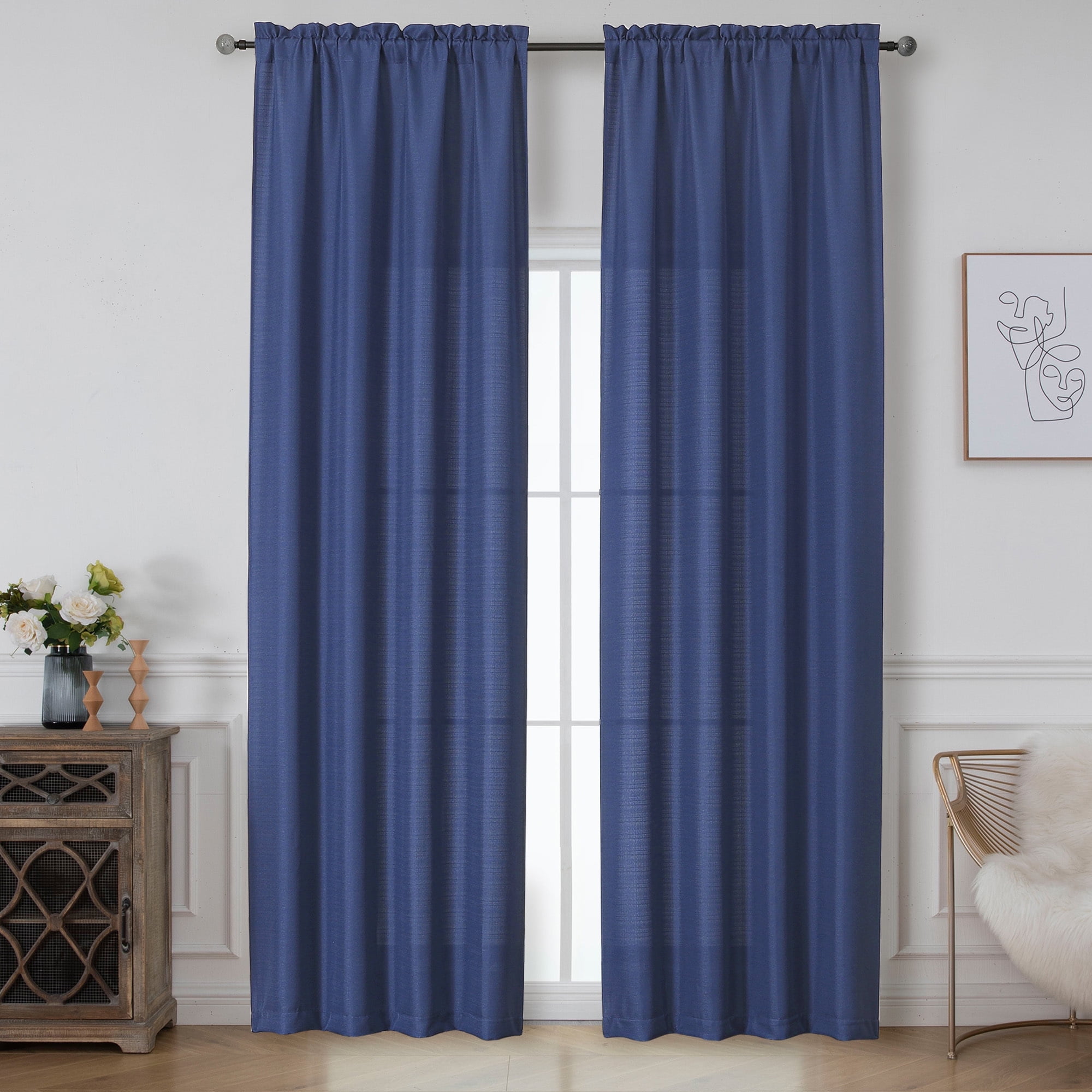 OVZME Bethany Blue Light Filtering Curtains 96 Inches Long 2 Panels ...