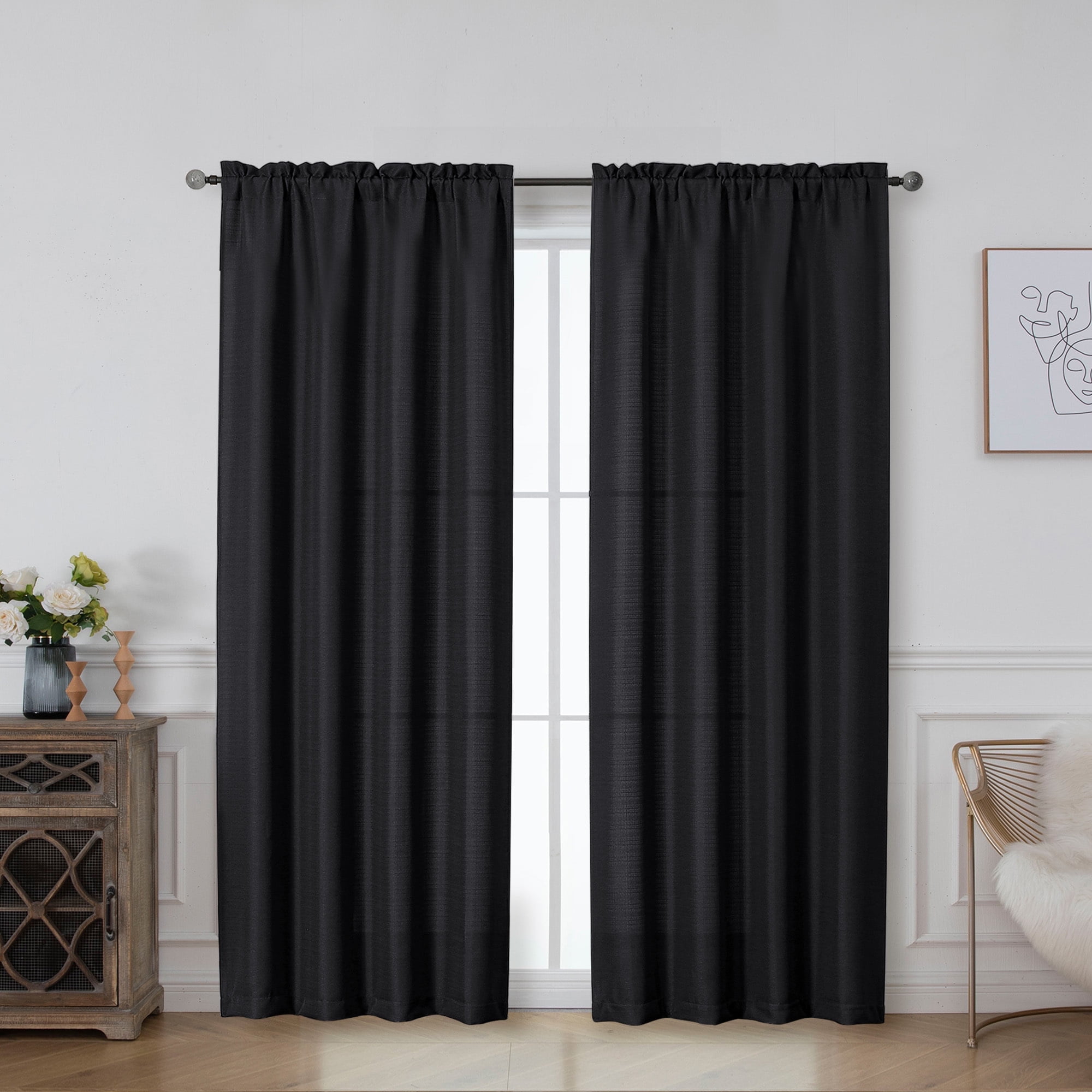 OVZME Bethany Light Filter Curtains 72 Inches Long 2 Panels, Fresh Slub ...