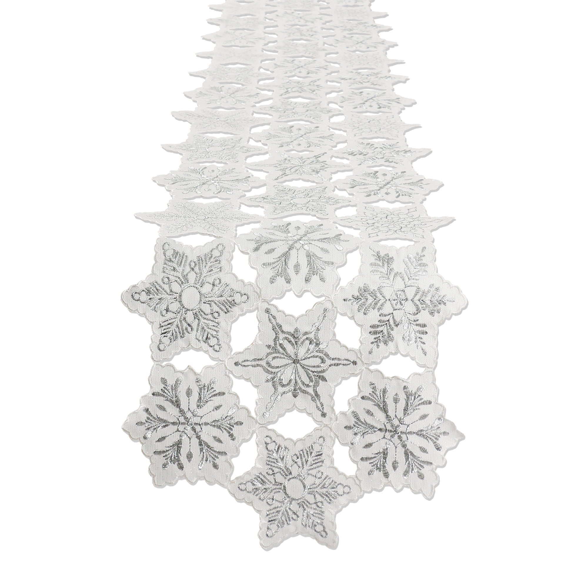 OVZME Christmas Snowflakes Table Runner 90 inches Long, Metallic ...