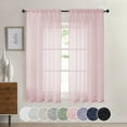 OVZME Dolly Faux Linen Pink Sheer Curtains 63 Inches Length 2 Panels ...