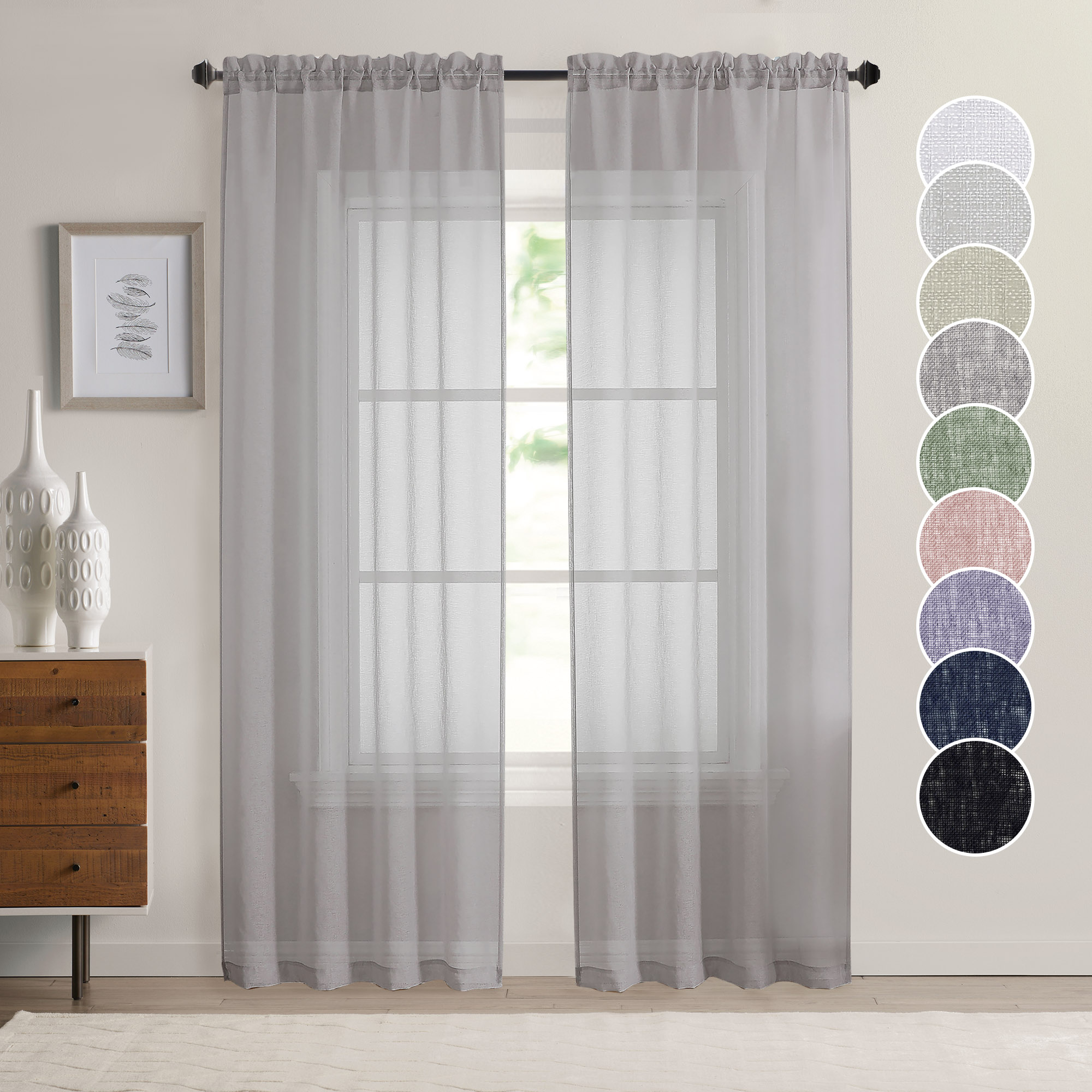 Decotex 1 Piece Elegant Solid Sheer Window Curtain Panels Treatment ...