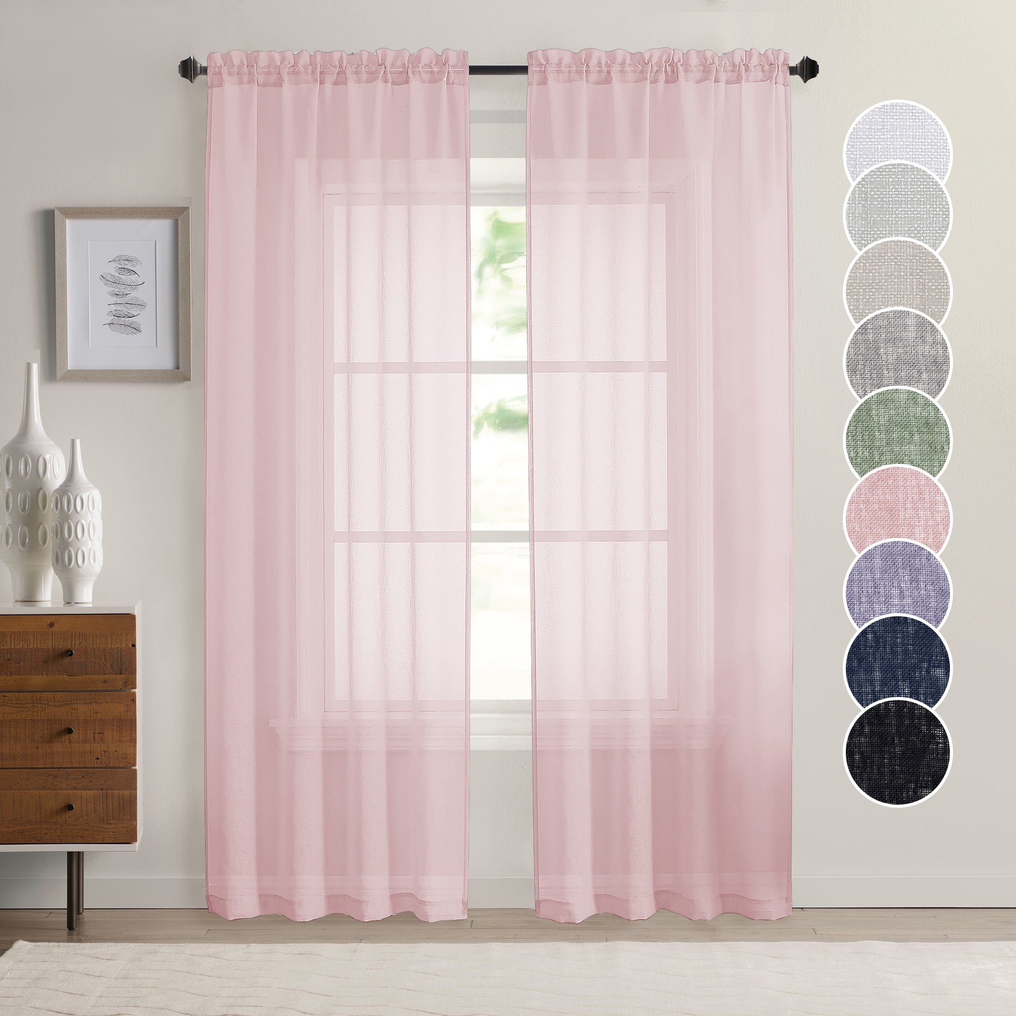 OVZME Dolly Pink Sheer Curtains 84 Inches Long 2 Panels Set, Aesthetic ...
