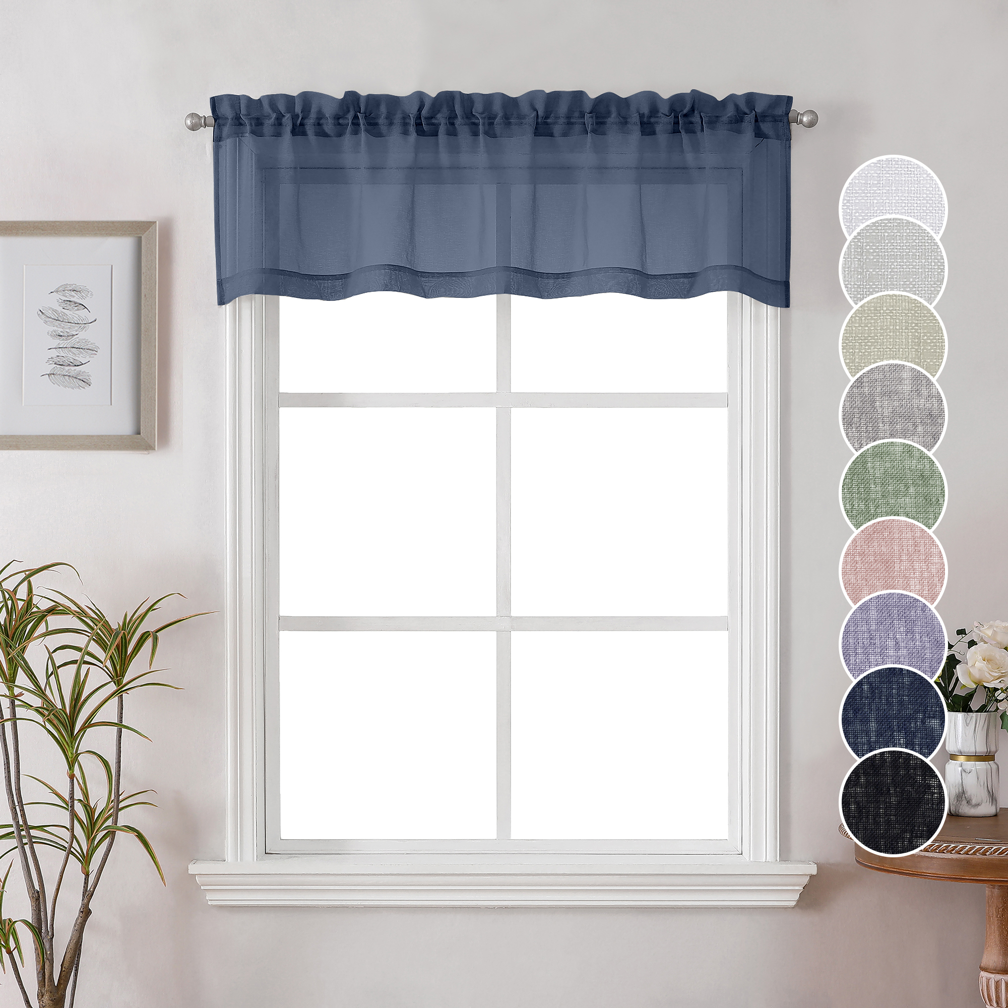 Embroidered Flowers Curtain Valance, Keep Privacy Window Shades, Light ...