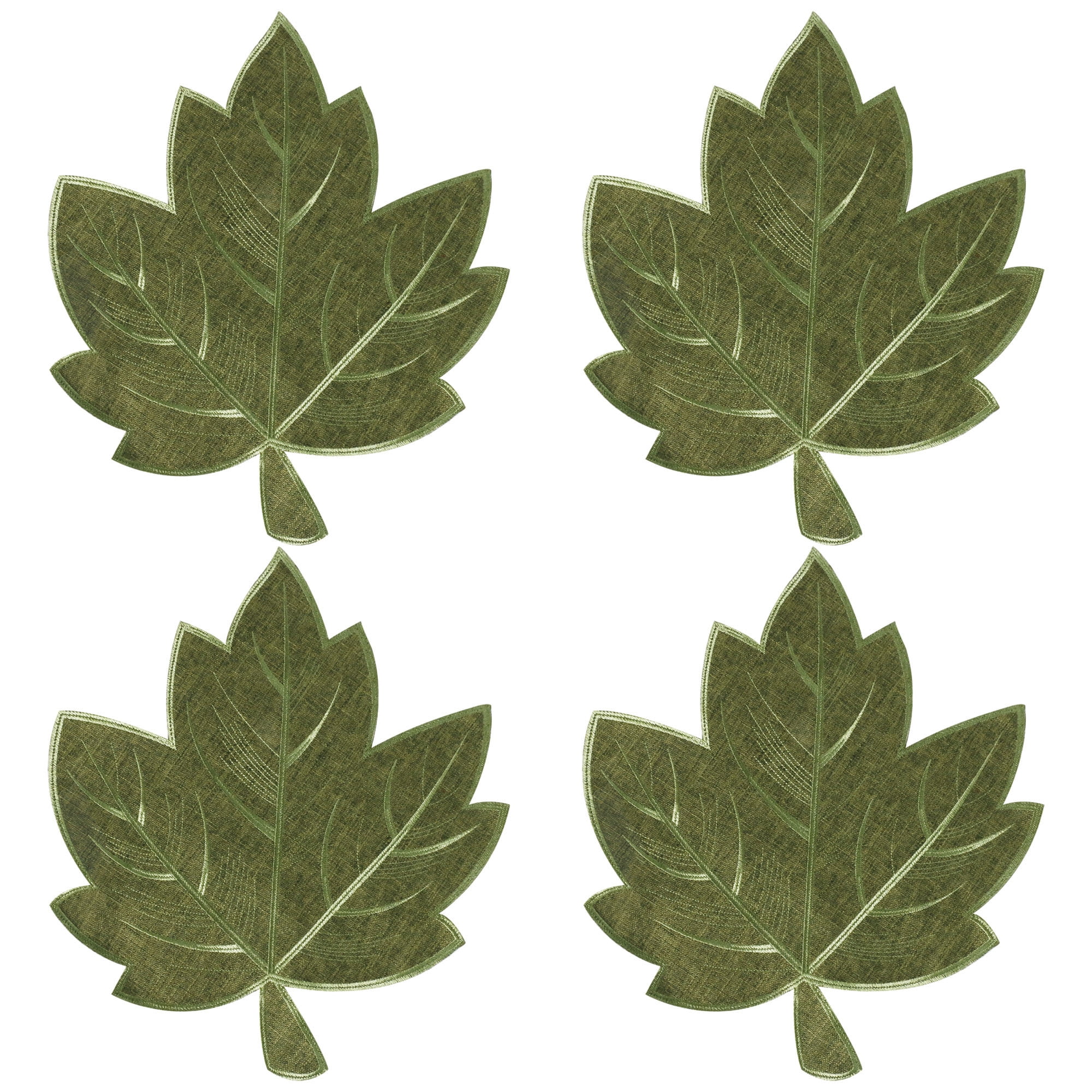 OVZME Embroidered Harvest Maple Leaf Placemats Set of 4 , Thanksgiving ...