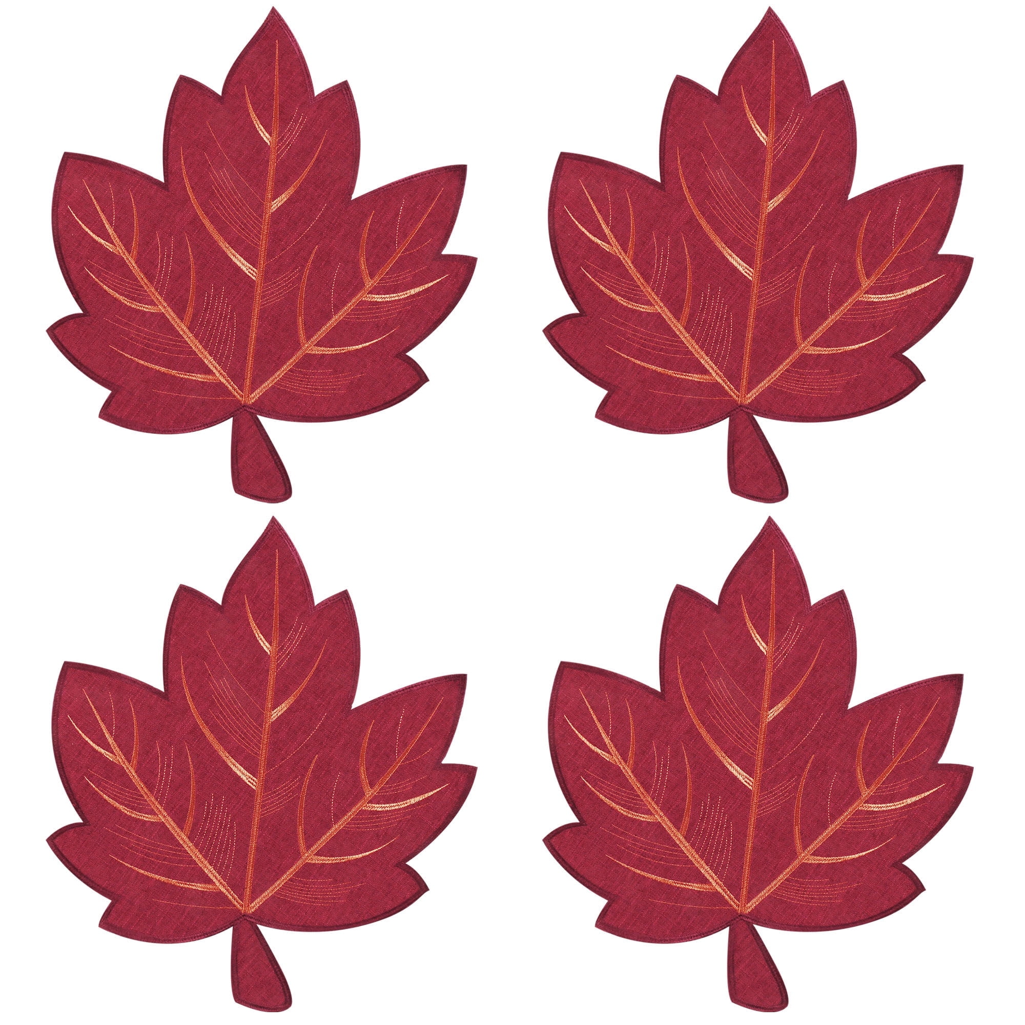 OVZME Embroidered Placemats Maple Leaf Cutwork with Applique 15x15 ...