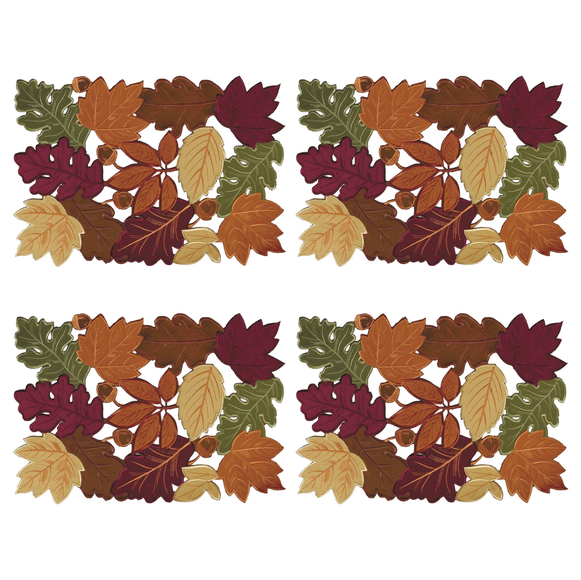 OVZME Autumn Leaf Themed Placemats, Embroidered Maple Leaves, Festive ...