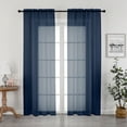 OVZME Navy Blue Sheer Curtain Panels 84 inch length 2 Panels, Solid ...