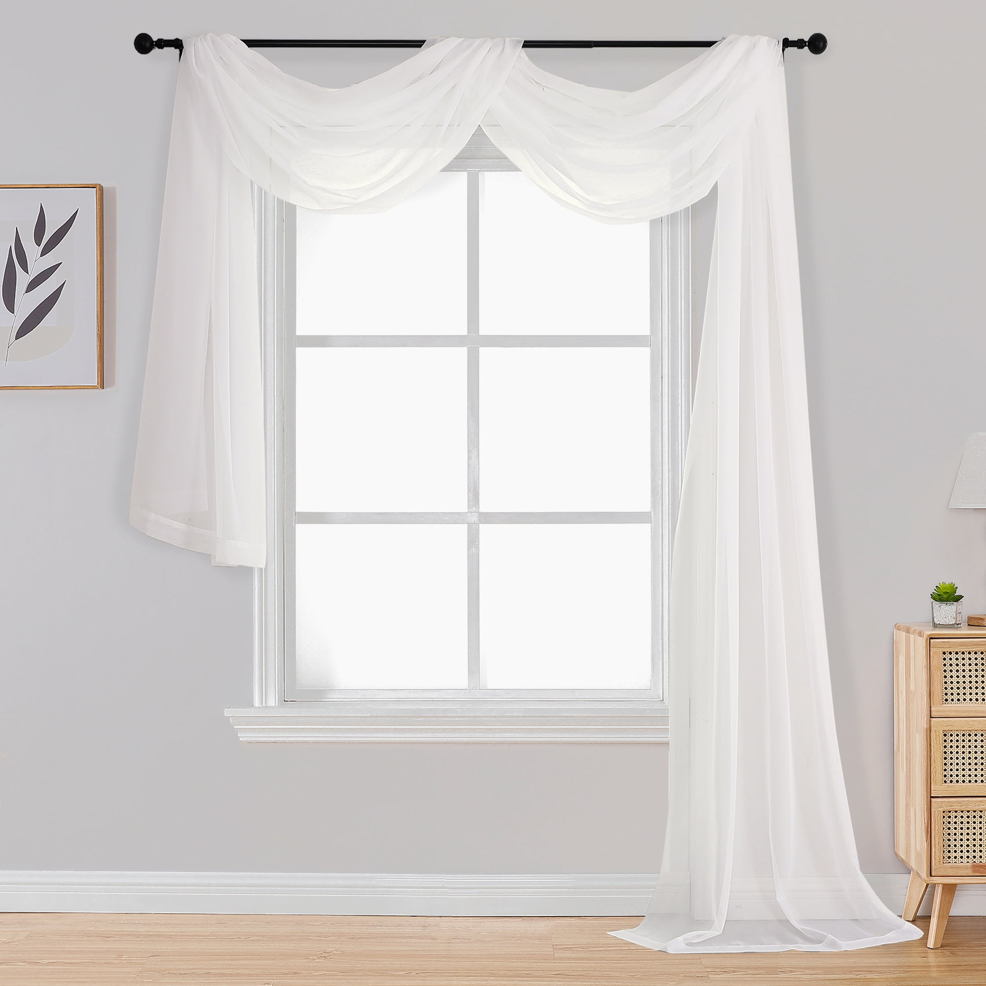OVZME Sheer Canopy Bed Curtains Panels 216 inch Length- Sheer Voile ...