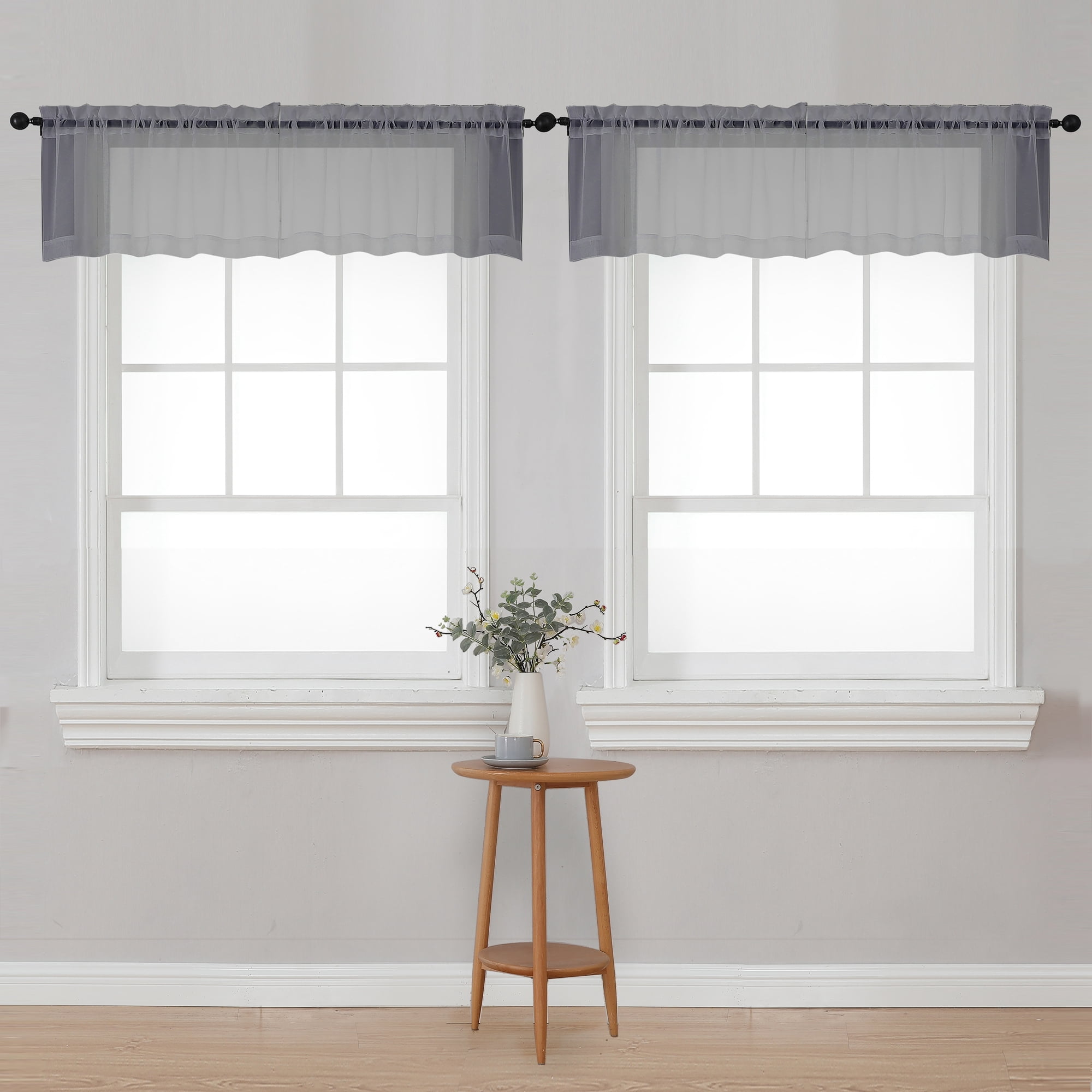 OVZME Sheer Curtain Valance for Windows Set of 4, Small Window Kitchen ...
