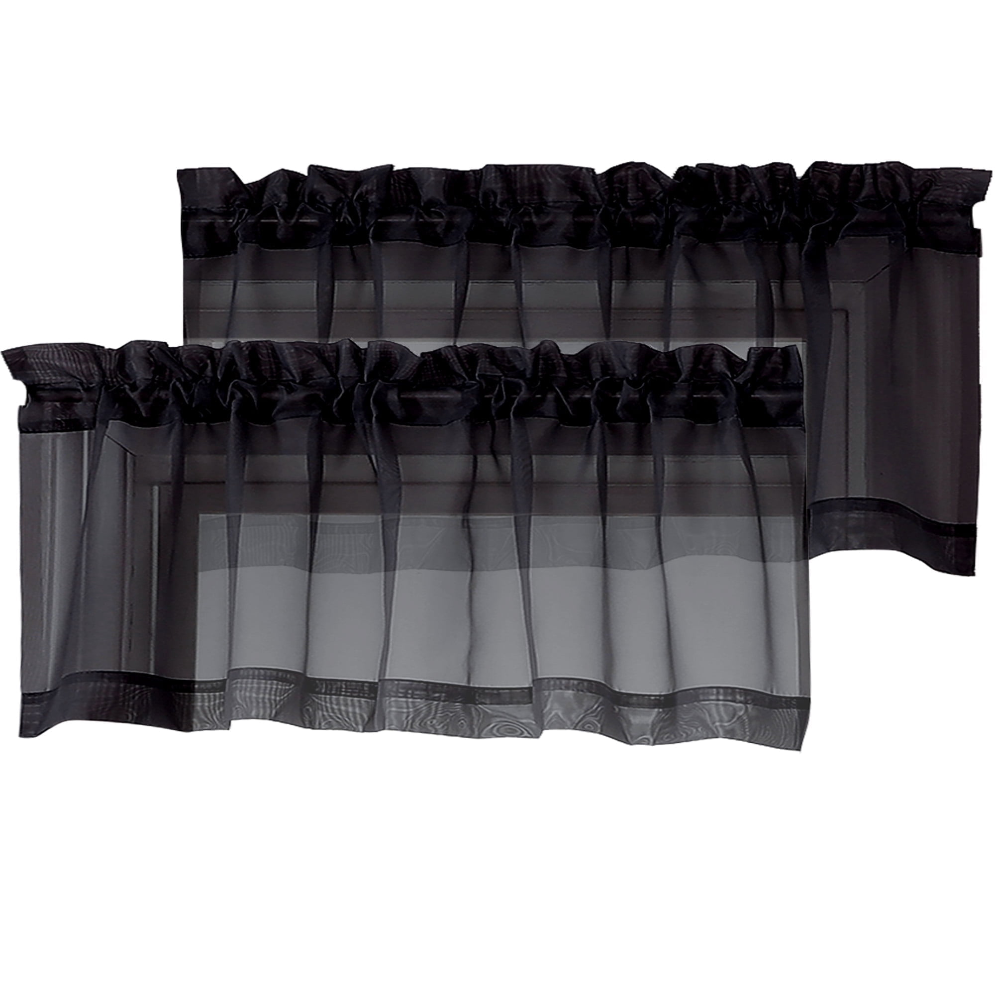 OVZME Sheer Valance Curtains Set of 2 Pack, Small Window Kitchen ...