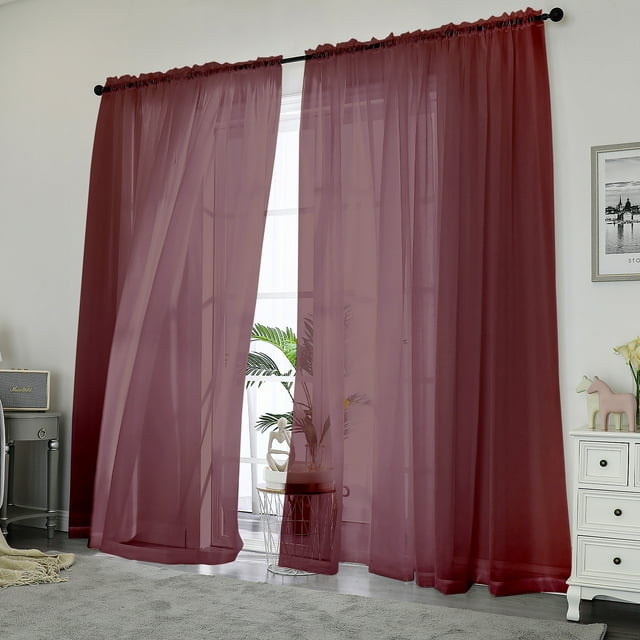 Elegant OVZME Light Sheer Curtains, 4 Panels, 84 Inch Length, Suitable ...