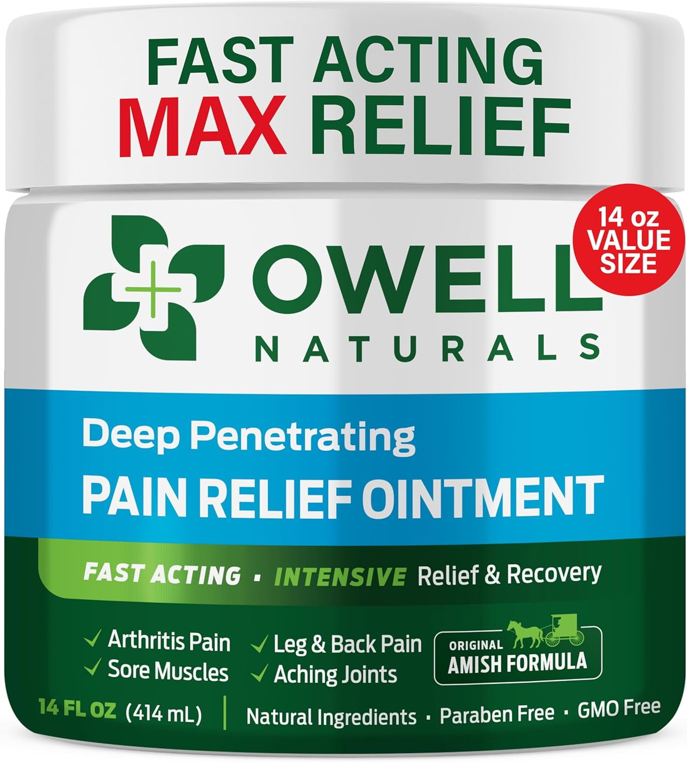 Owell Naturals Deep Penetrating Pain Relief Ointment, 14 Fl Oz ...