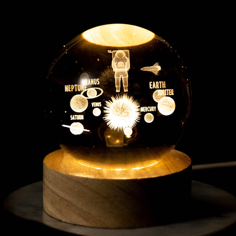 OWIKOL 60mm Crystal Ball with LED Light Stand - 3D Laser Etched ...
