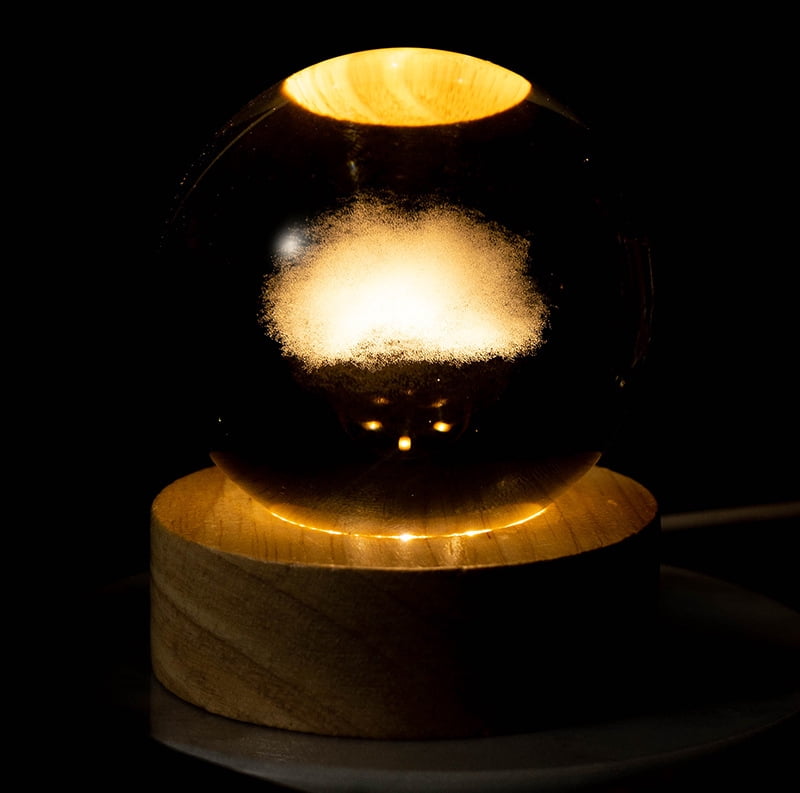 OWIKOL 60mm Crystal Ball with LED Light Stand - 3D Laser Etched ...