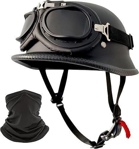 OWIKOL Motorcycle Helmet German Style Half Helmet Skull Cap Adult Men ...