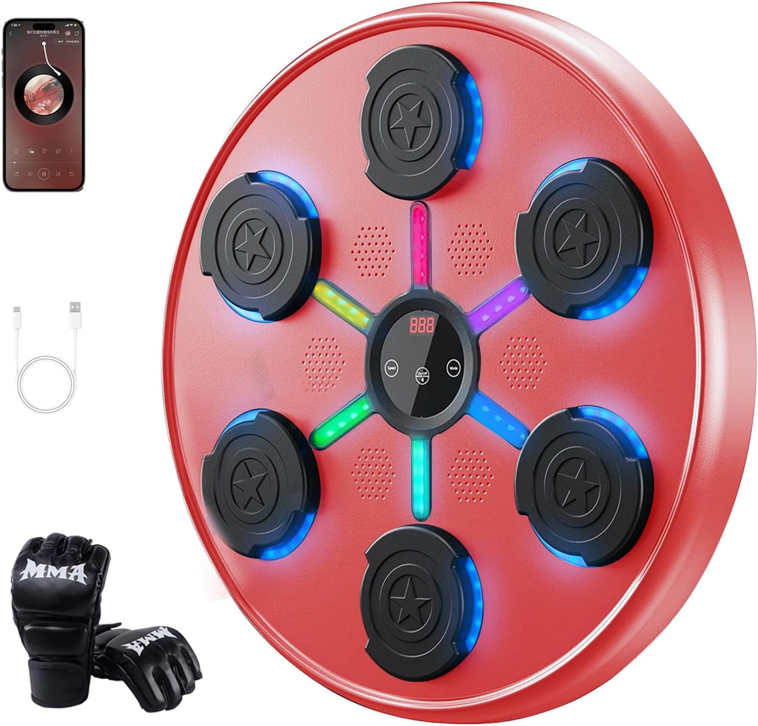 OWIKOL Music Boxing Machine with Boxing Gloves, Boxing Machine Wall ...