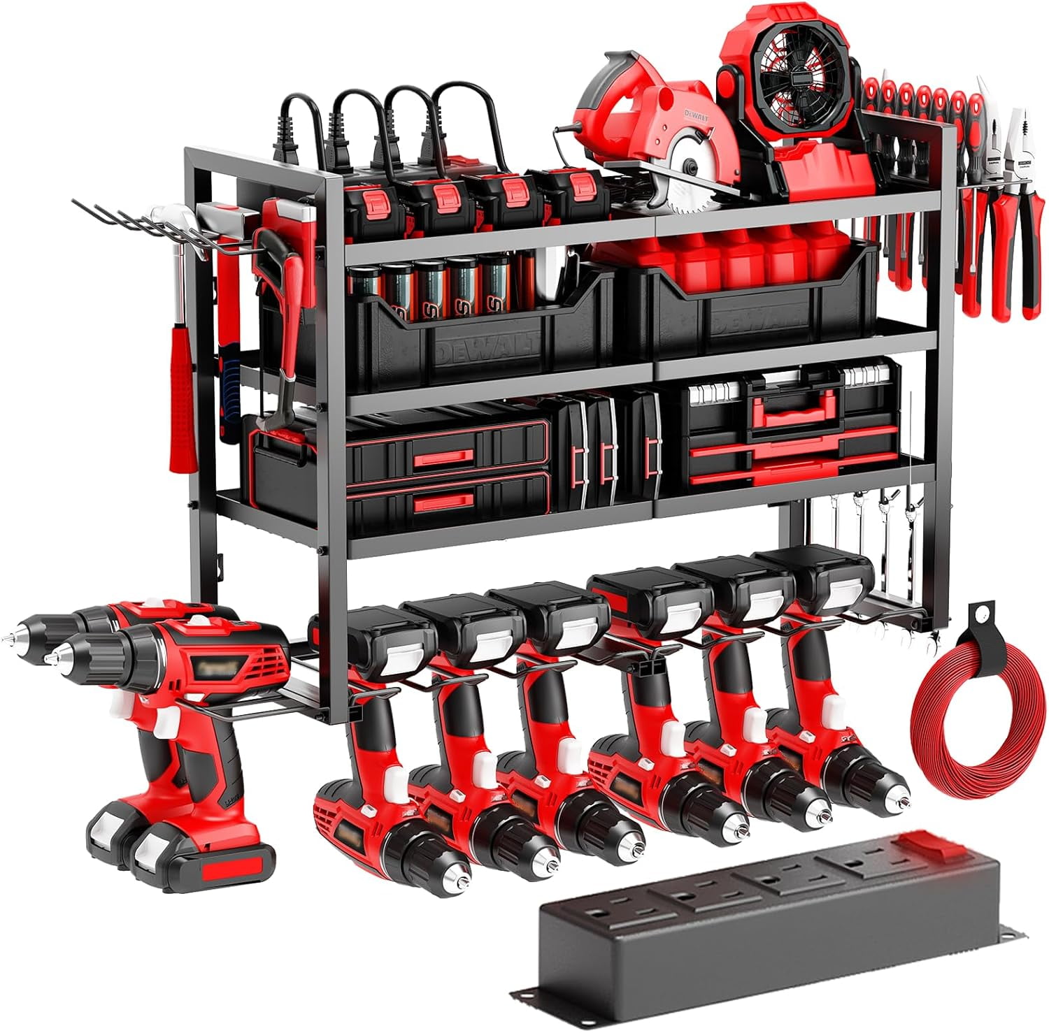 OWIKOL Power Tool Organizer Wall Mount with Charging Station, 8 Drill ...