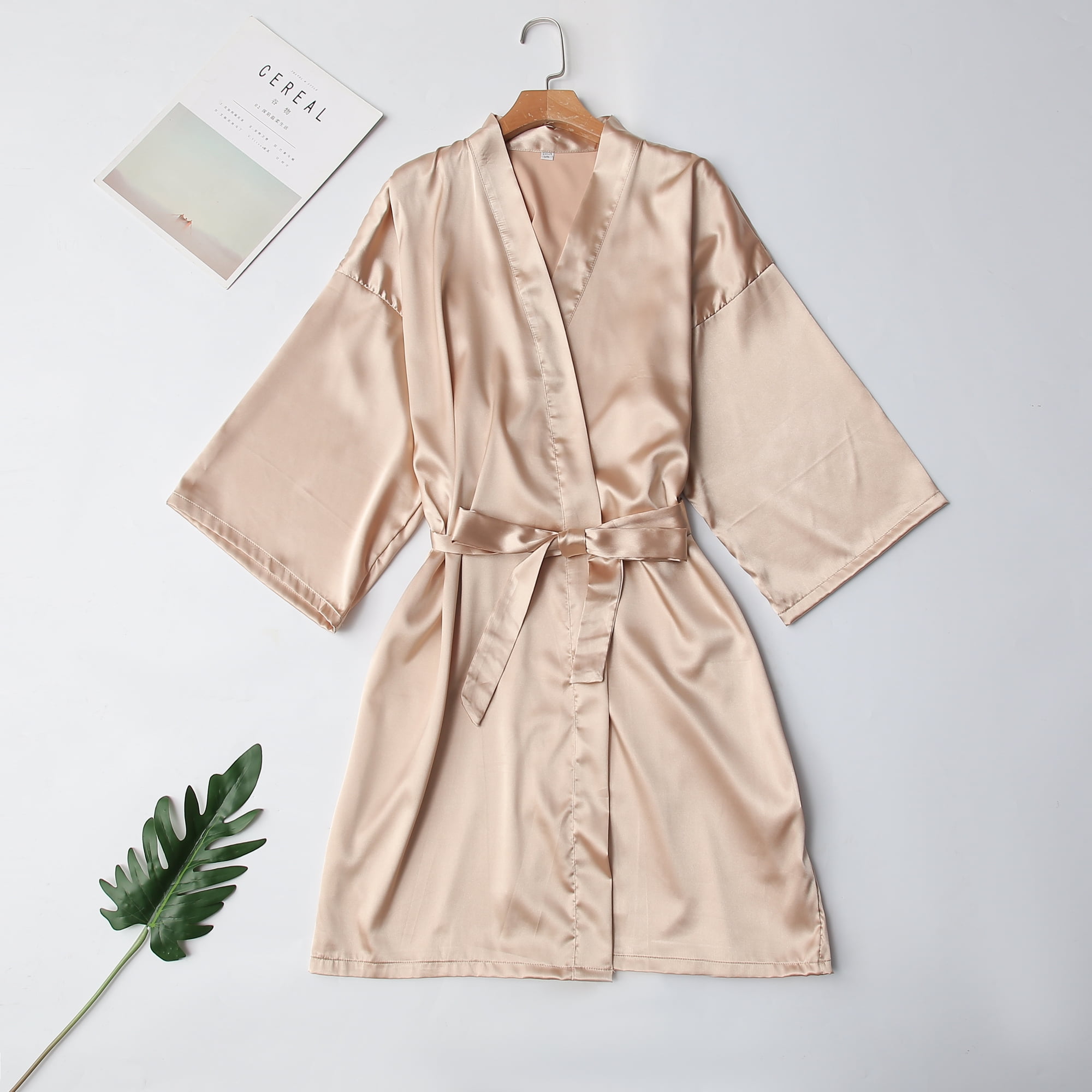 OWITER Satin Robe for women Short Bride and Bridesmaid Rose Gold ...
