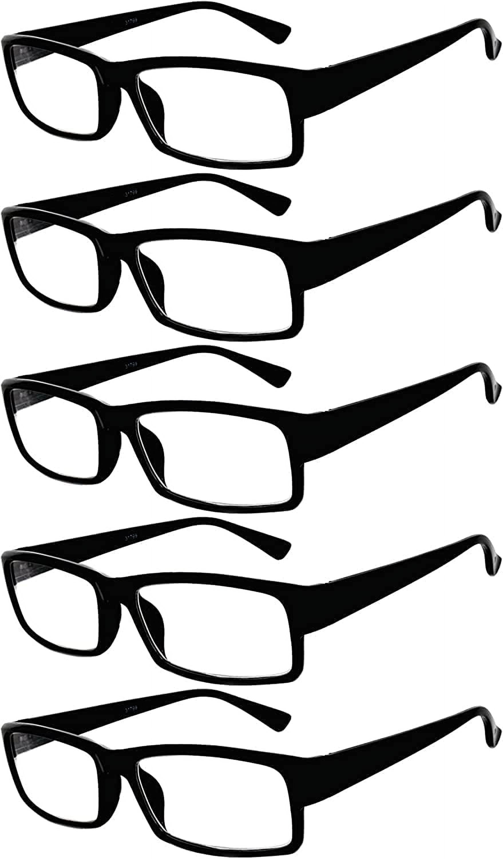 OWL 5 Pack Reading Glasses for Men and Women Black Rectangular Readers ...