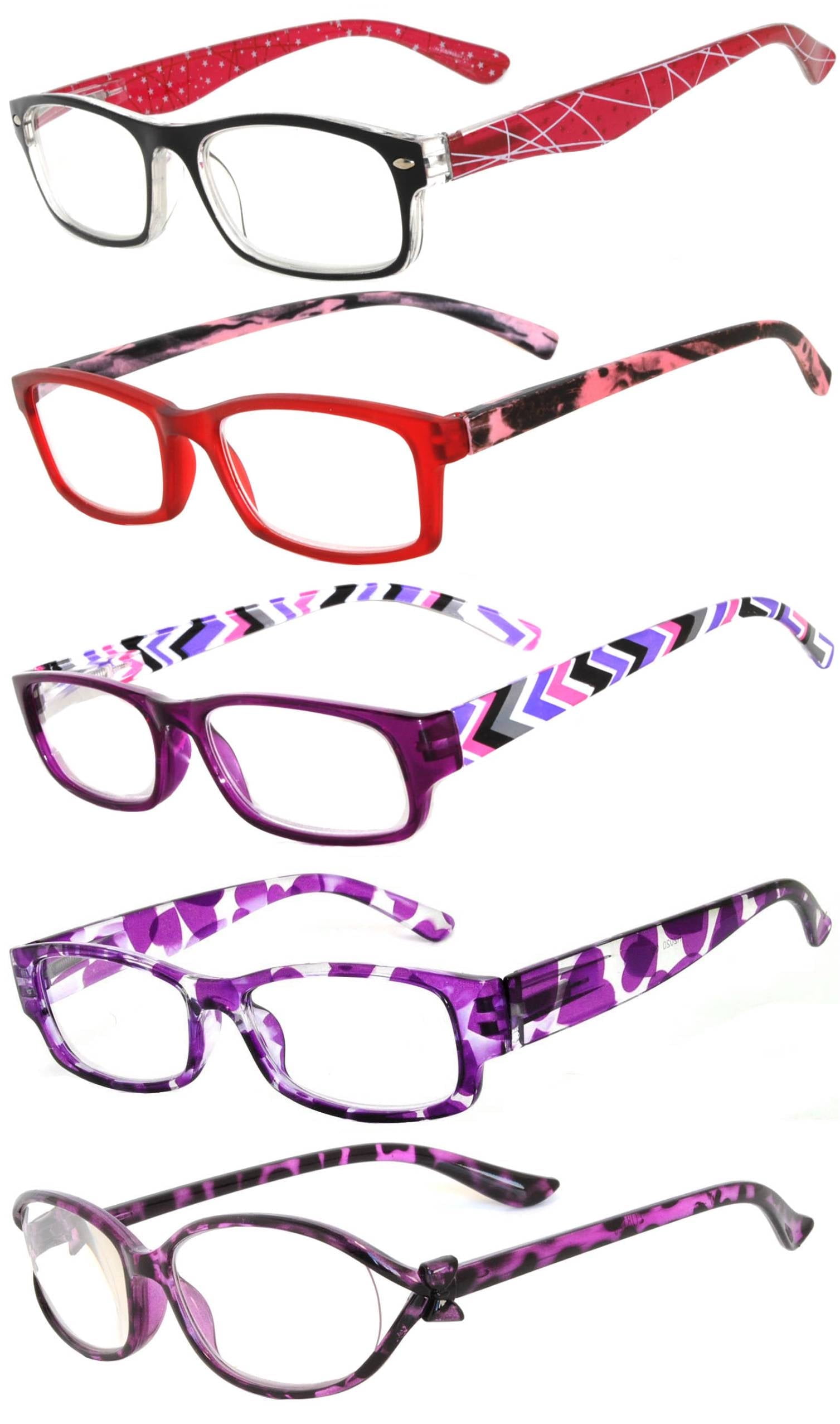 OWL 5 Pack Reading Glasses Womens Colorful Assorted Readers - Walmart.com
