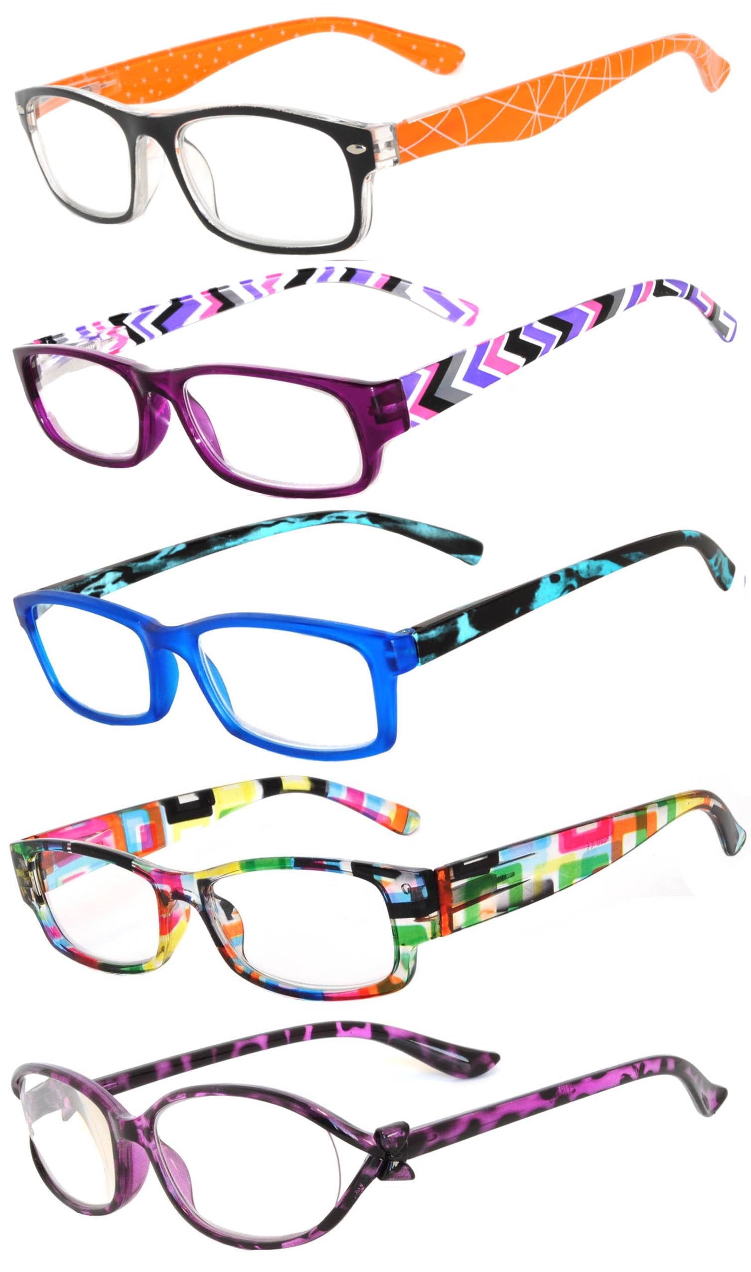 OWL 5 Pack Reading Glasses Womens Colorful Assorted Readers - Walmart.com