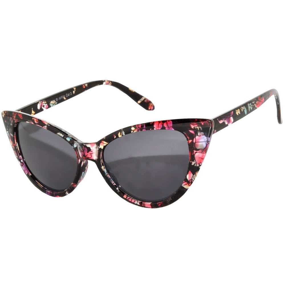 OWL Cat Eye Ladies Sunglasses Winged Frame Retro Vintage Glasses for ...