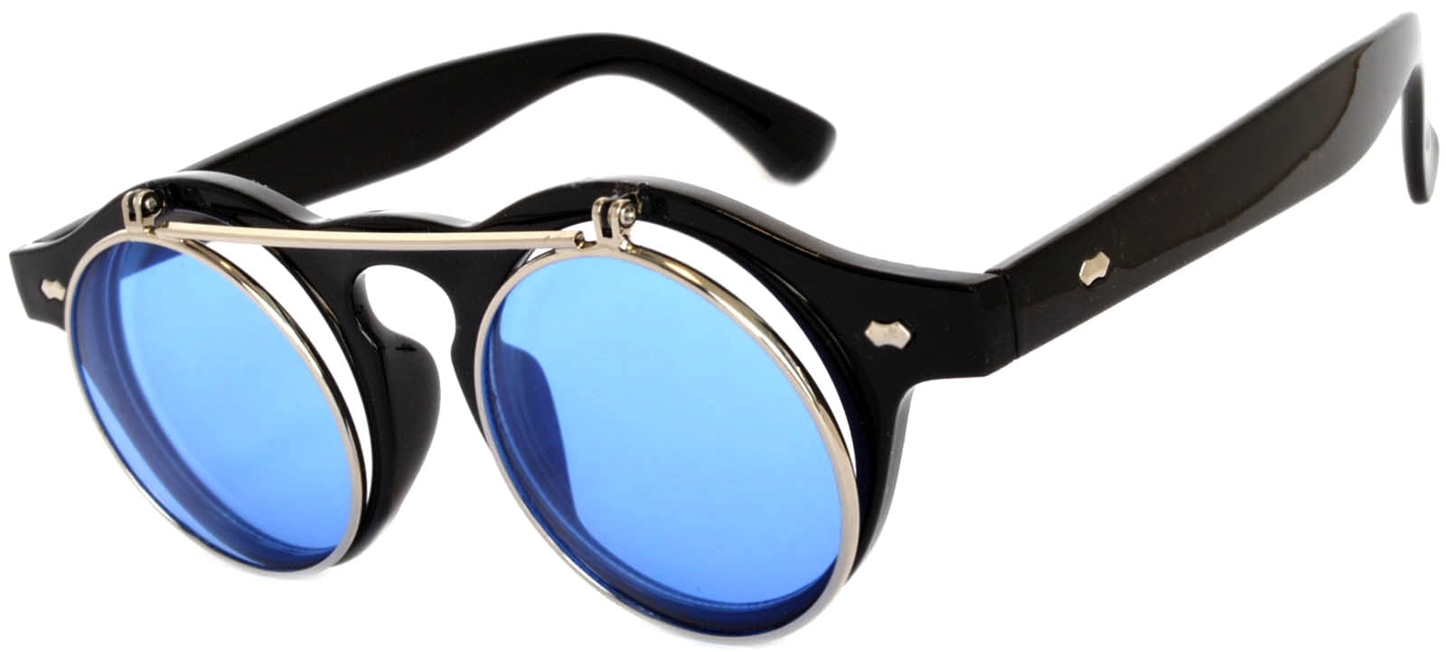 OWL Flip Up Sunglasses Silver Blue Round Glasses for Men and Women ...