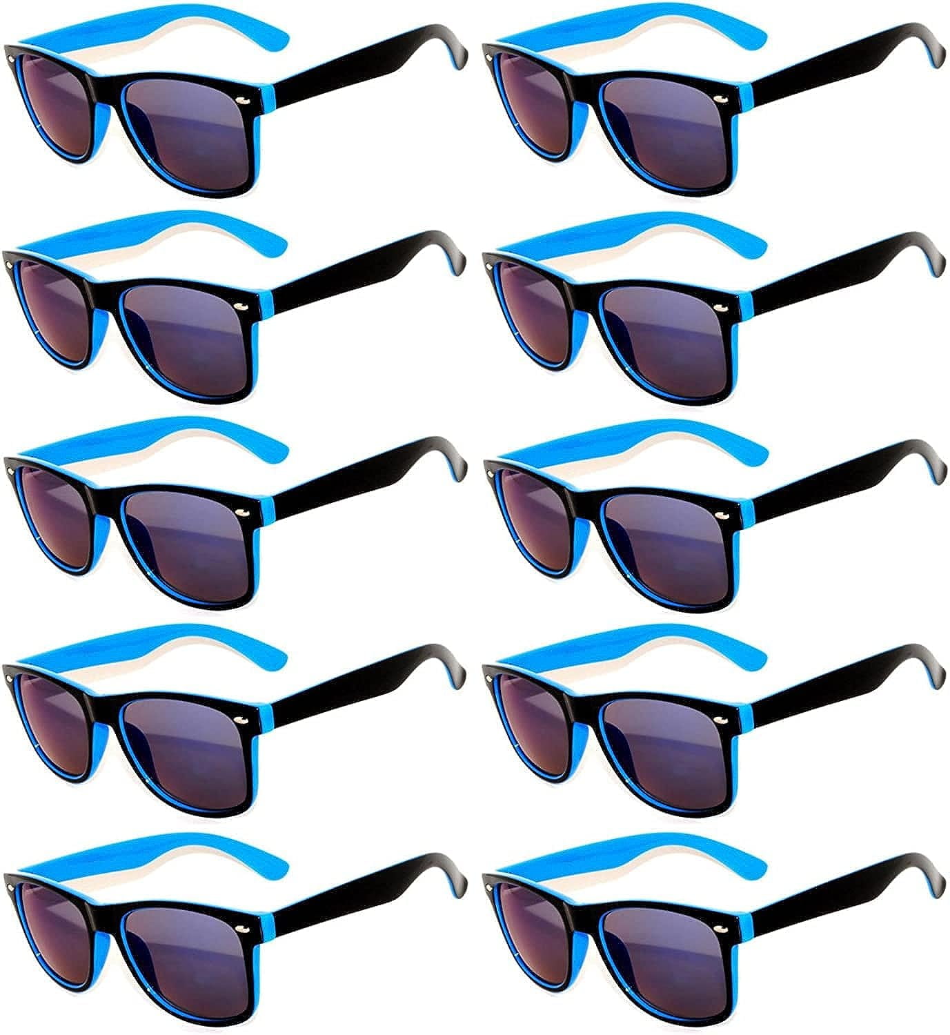 OWL Two Tone Sunglasses for Men Women UV400 Protection Reflective Mirror Sun Glasses Bulk (10 ...