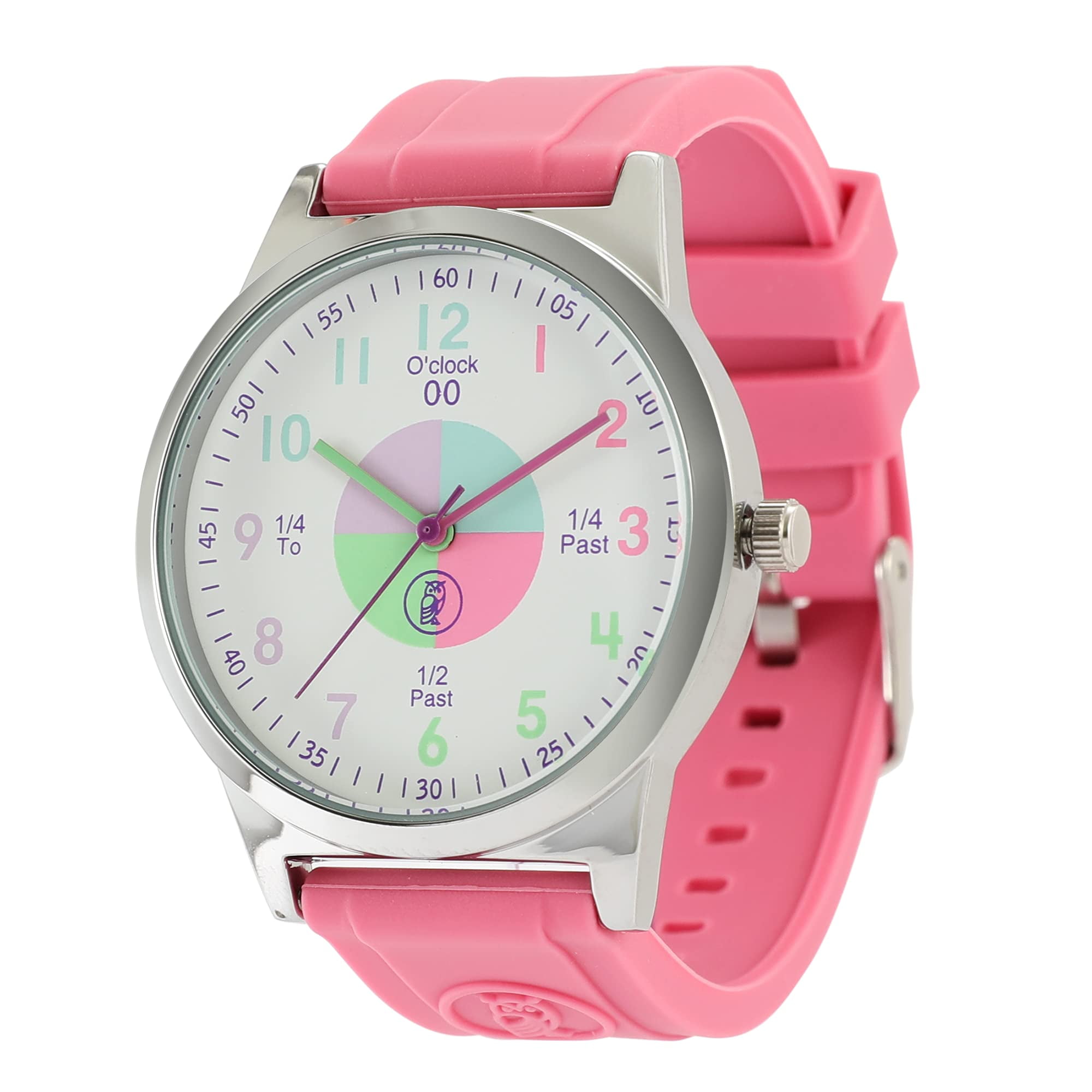 Fancy Nancy Girls' Pink Plastic Time Teacher Watch, Pink Hook and Loop ...