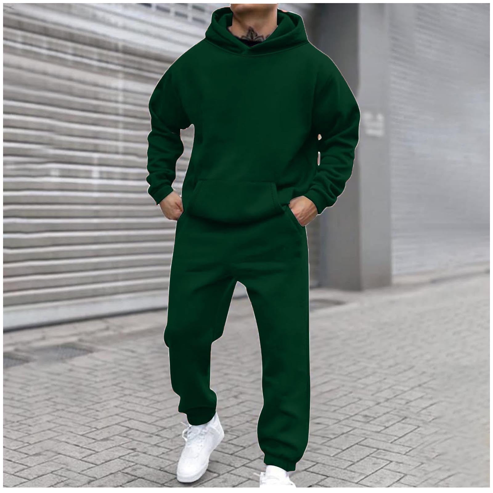 OWMEOT Men's Big and Tall Tracksuit 2 Piece Hoodie Sweatsuit Sets Solid ...