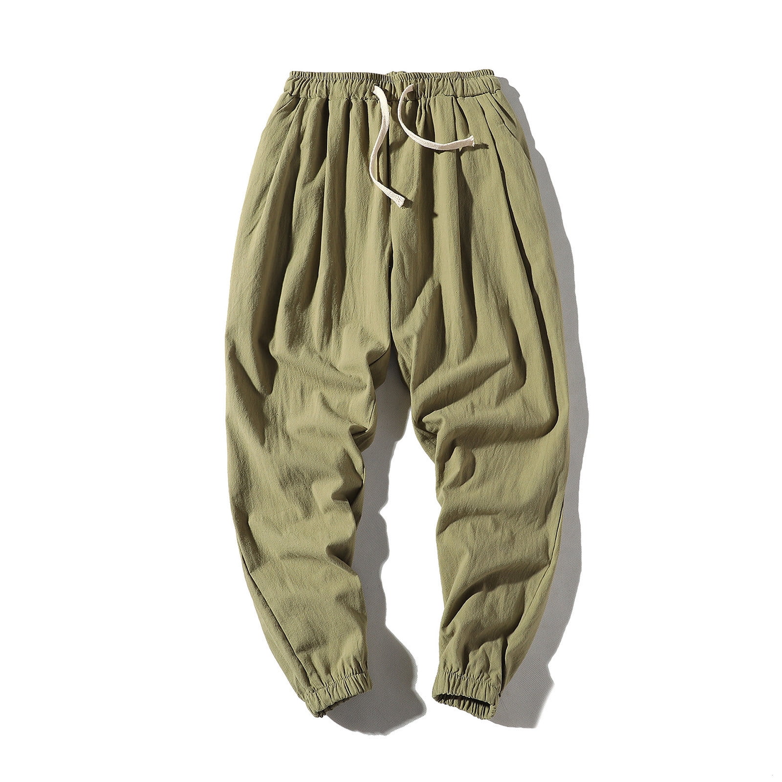 OWMEOT Men's Harem Pants Big and Tall Drawstring Aladdin Hippie Pants ...