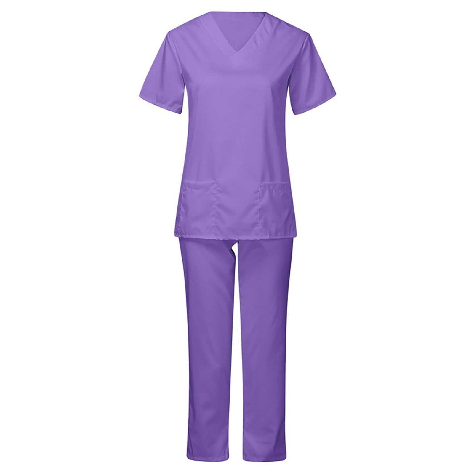 OWMEOT Plus Size Uniforms Womens Scrubs Sets Stretch V-Neck Scrub Tops ...