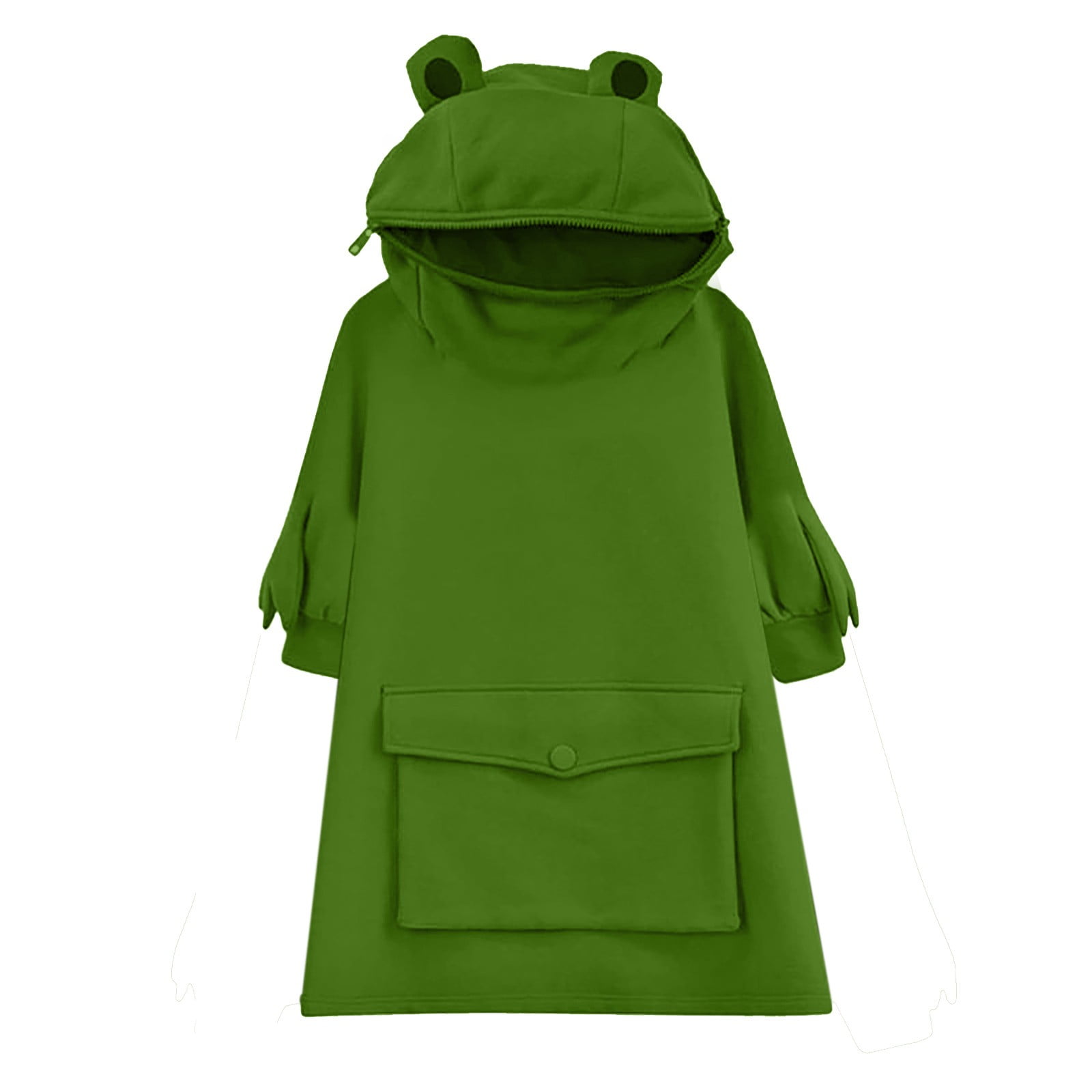 OWMEOT Womens Cute Frog Hoodies Unisex Frog Hoodie Zipper Mouth Cosplay ...