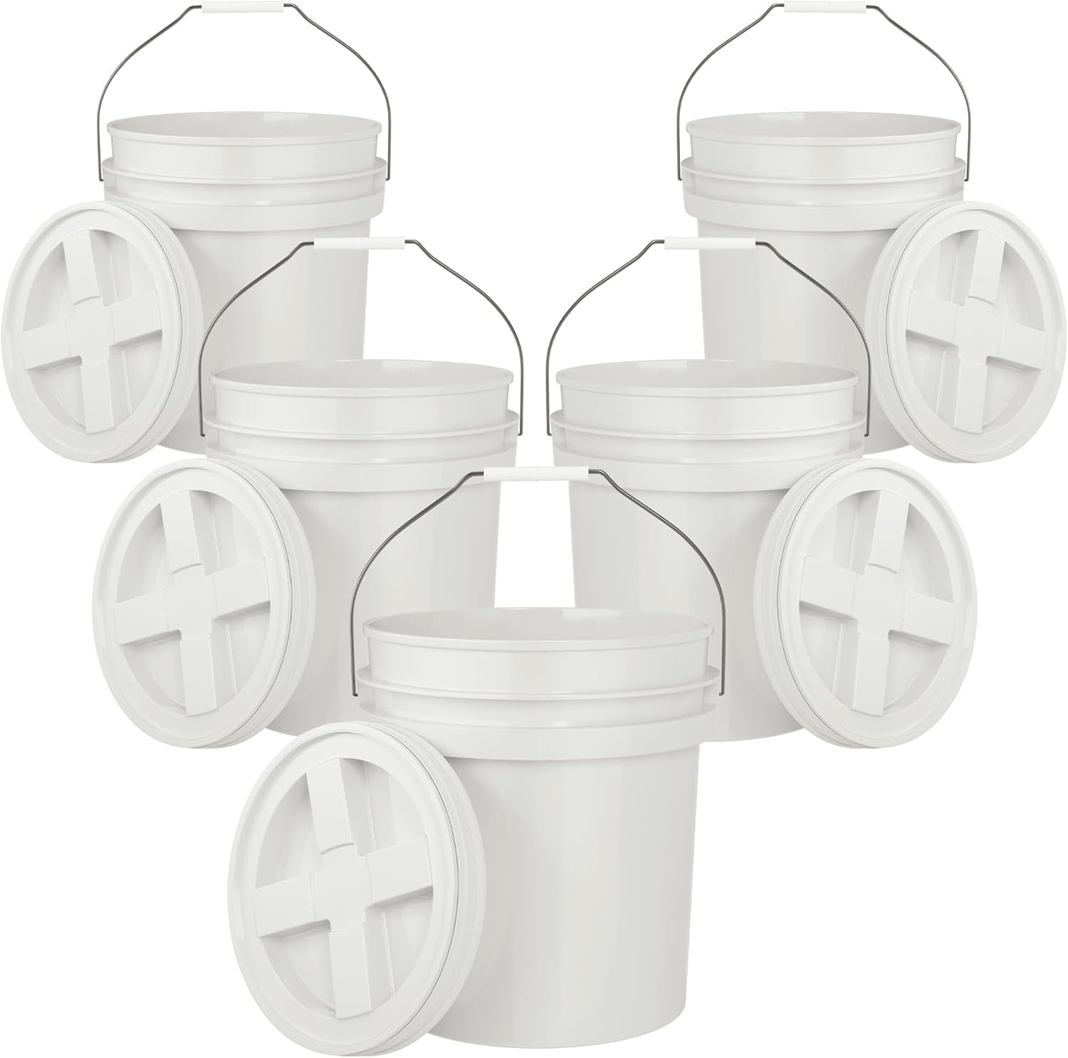 OWNEN 5-Gallon Bucket Pail with Gamma Seal Screw on Airtight Lid, Metal ...