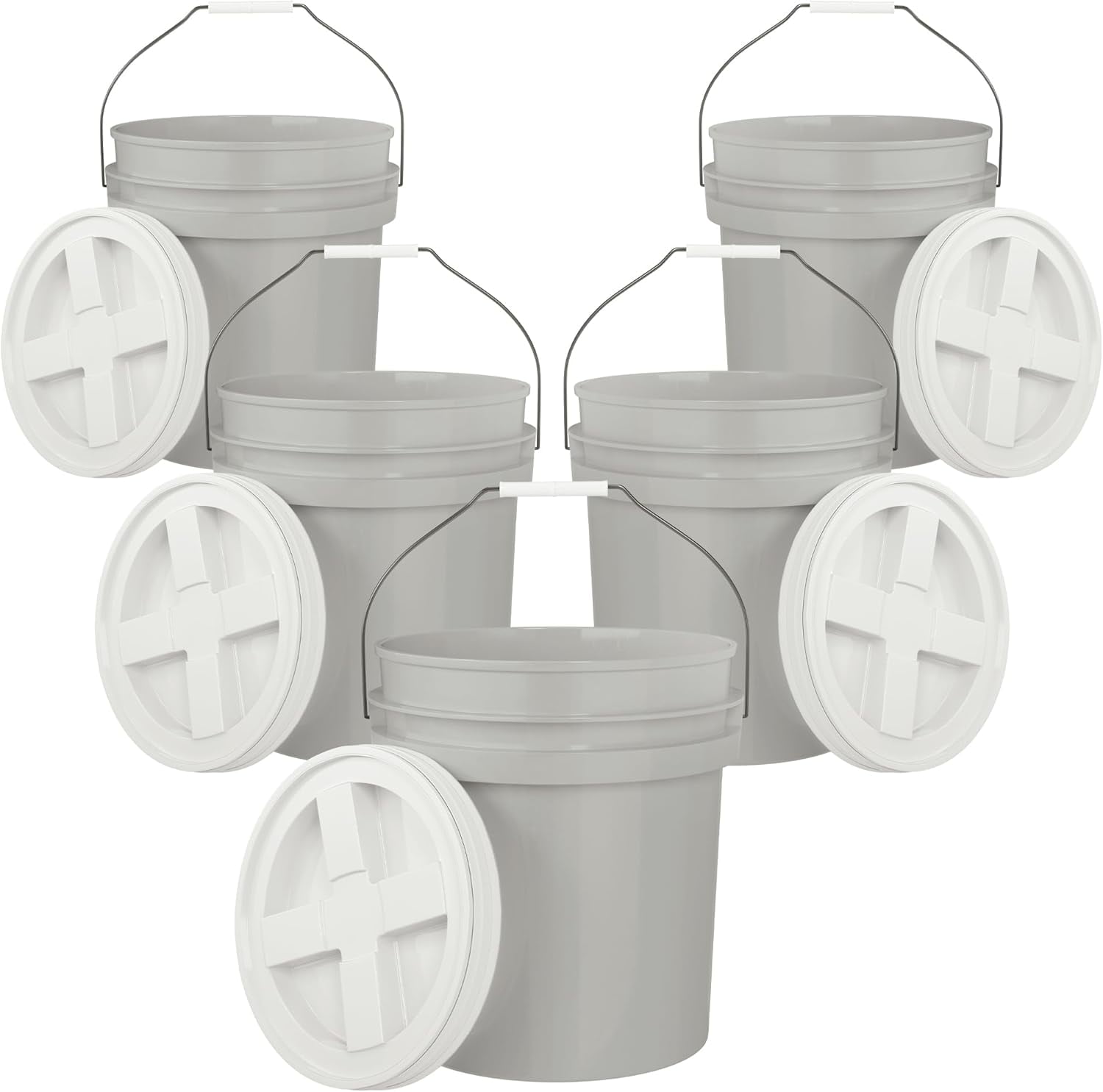 OWNEN 5-Gallon Bucket Pail with Gamma Seal Screw on Airtight Lid, Metal ...