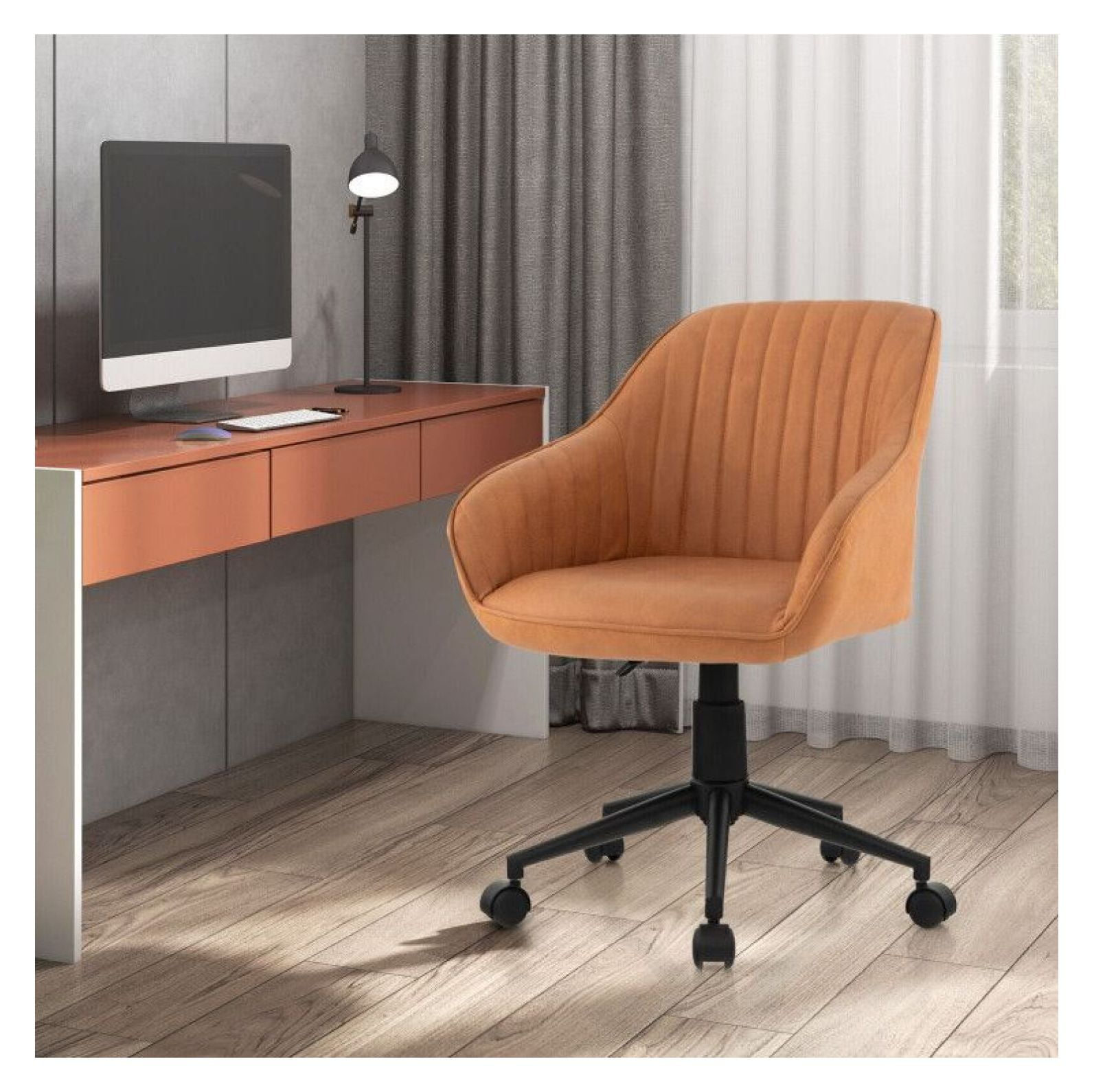 OWNEN Modern Home Office Chair - Curved Backrest, Ergonomic Armrests ...
