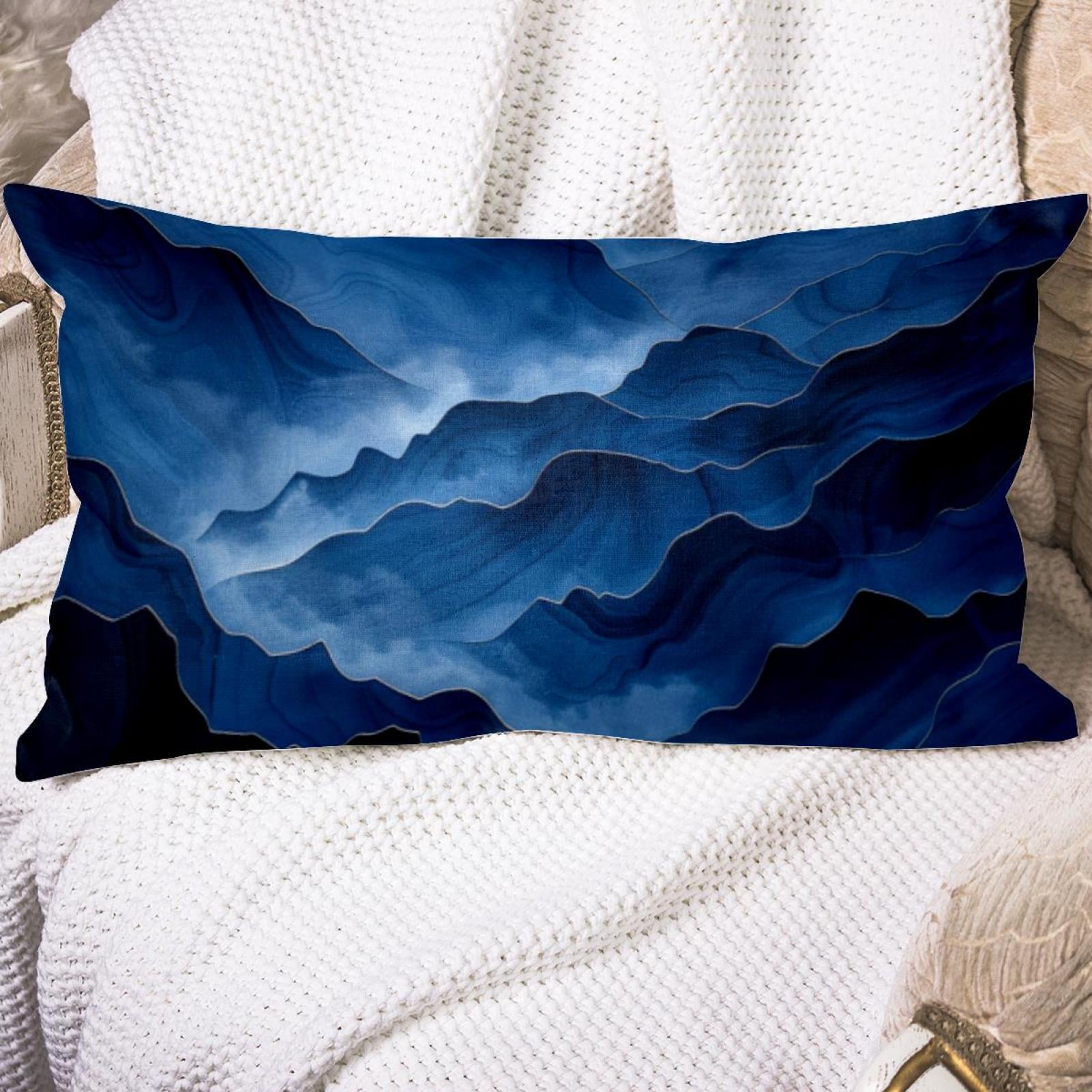 OWNFEELING Home Decor Blue Clouds and Moutain Pattern Luxurious Velvet ...