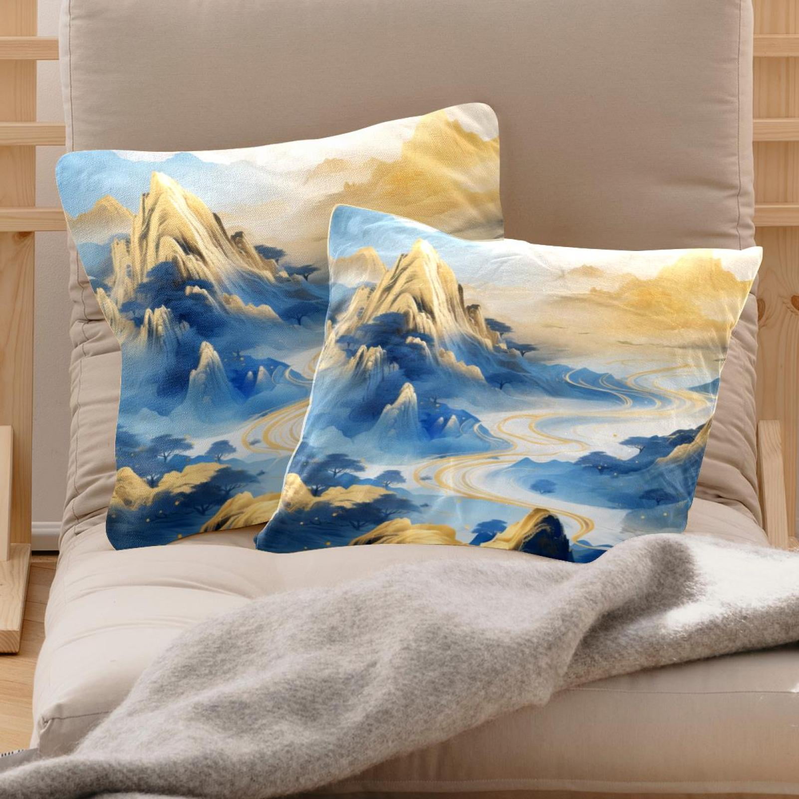 OWNFEELING Home Decor Chinese Style Scenery Pattern Decorative Velvet ...