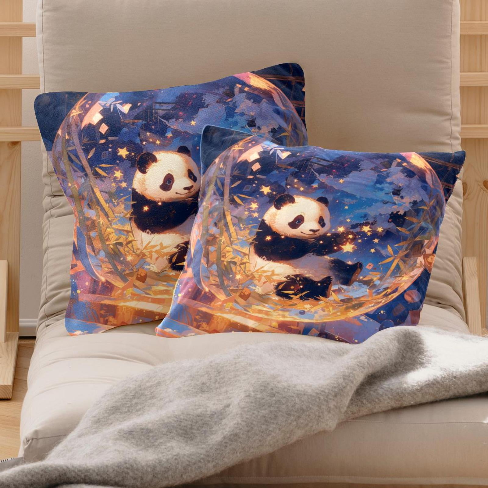 OWNFEELING Home Decor Cute Panda Pattern Decorative Velvet Throw Pillow ...