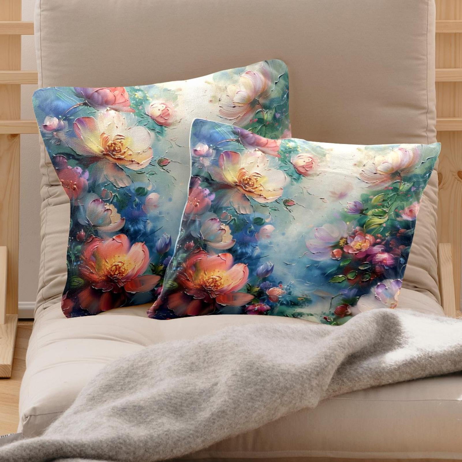 OWNFEELING Home Decor Rainbow Flower Trail Pattern Decorative Velvet ...