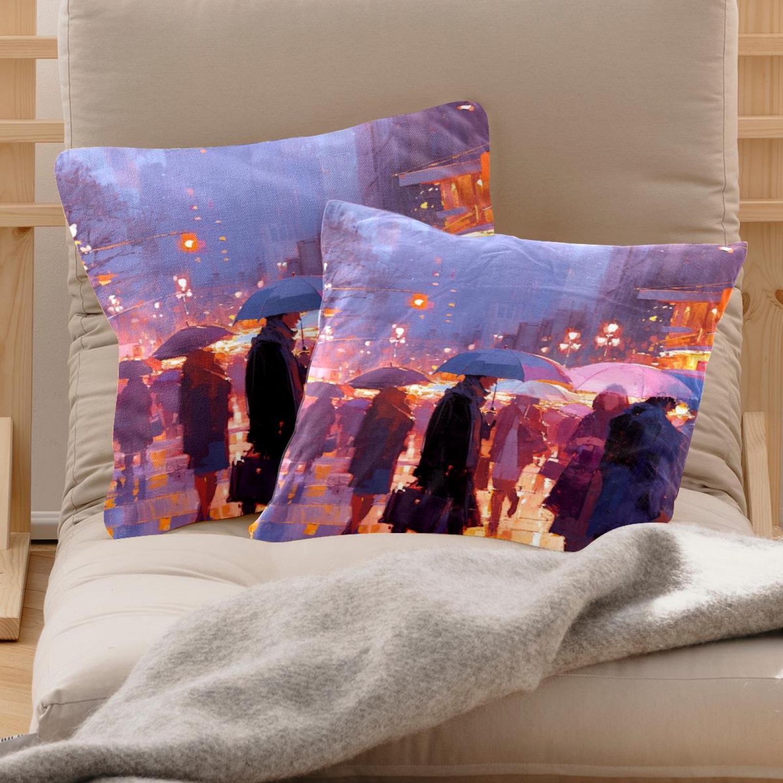 OWNFEELING Home Decor Spring in the Rain Pattern Decorative Velvet ...