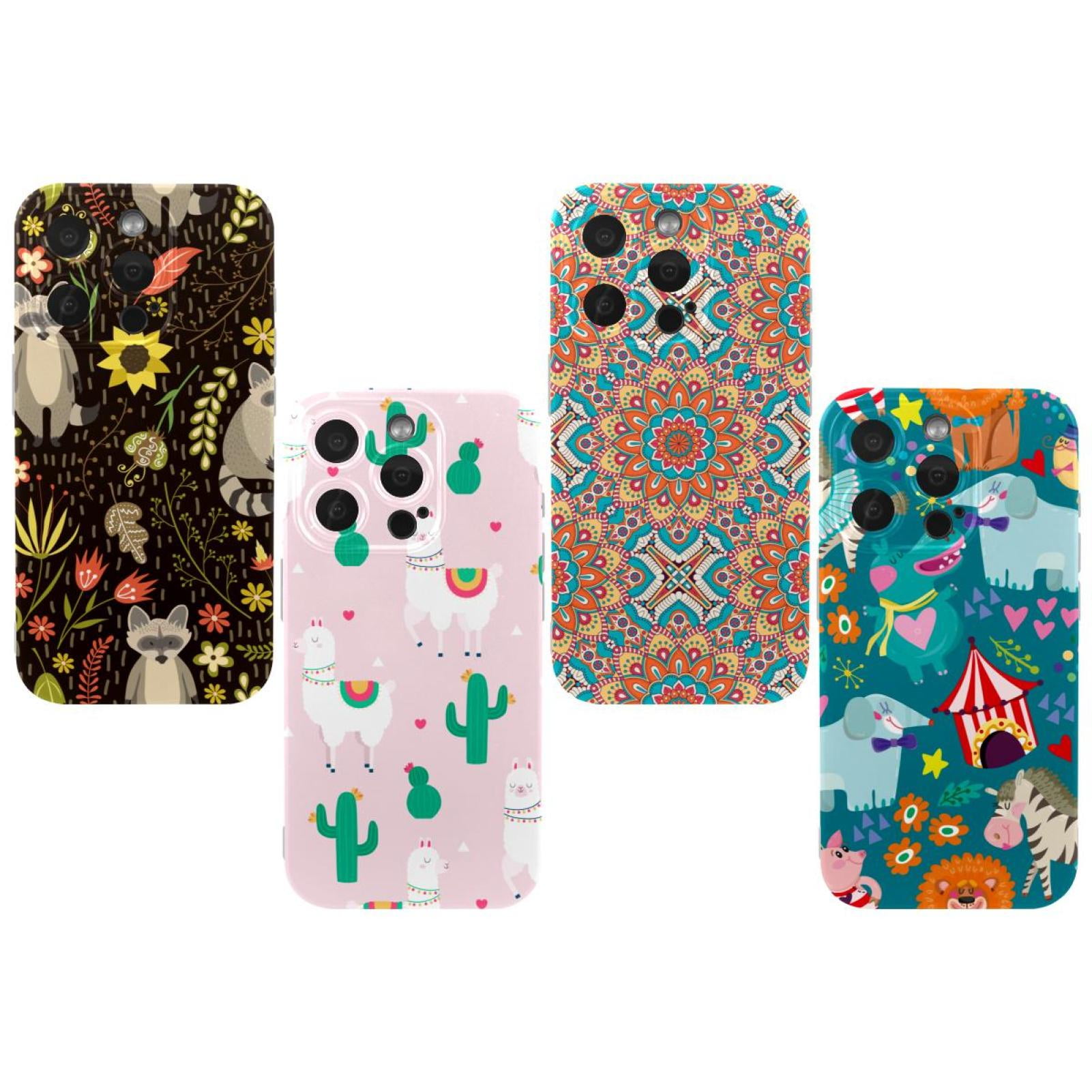 OWNHE Animal Pattern 4-Pack TPU Soft Case Set for iPhone 14 Pro/14 Pro Max/15 Pro/15 Pro Max ...