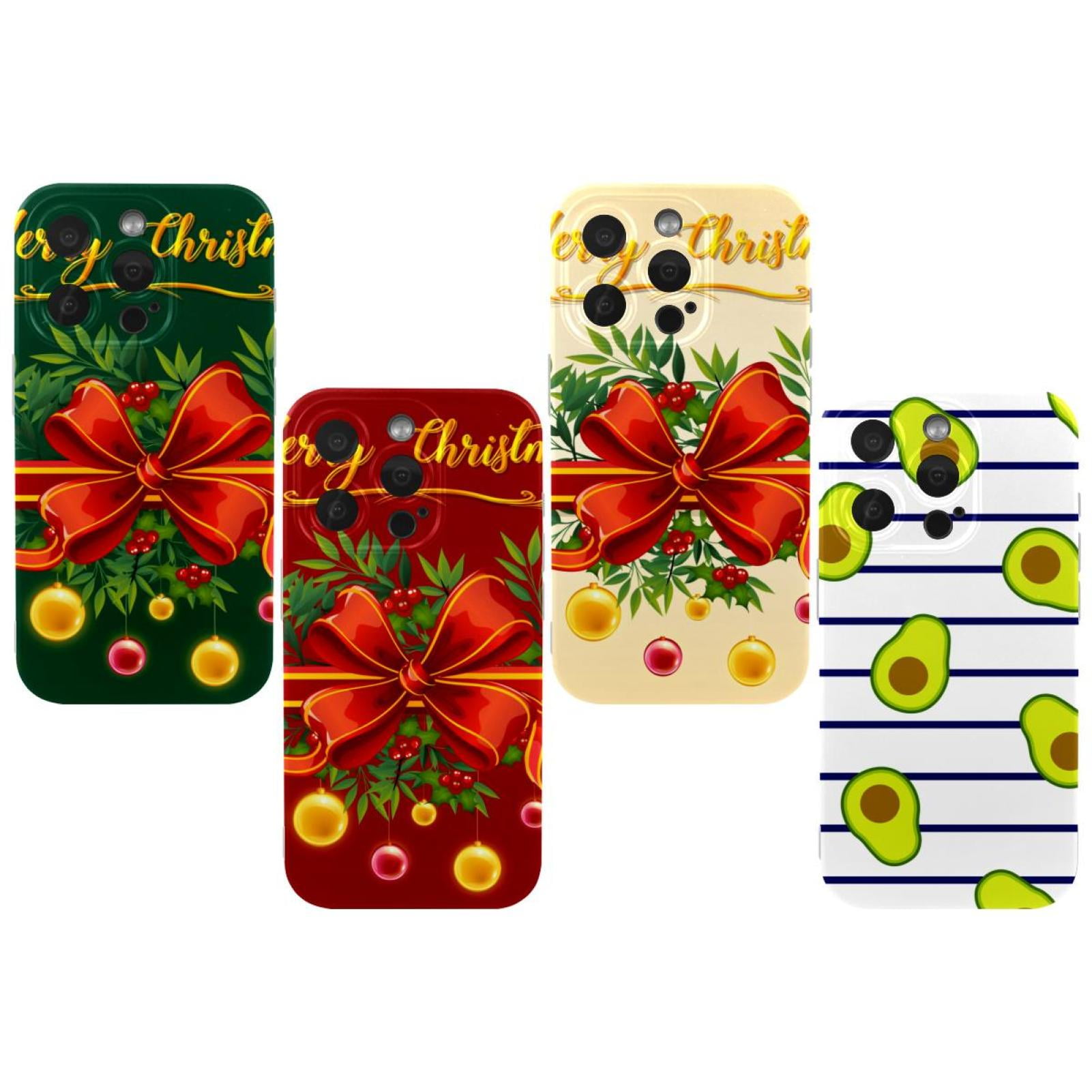 OWNHE Avocados on Marine Stripes Pattern 4-Pack TPU Soft Case Set for iPhone 14 Pro/14 Pro Max ...