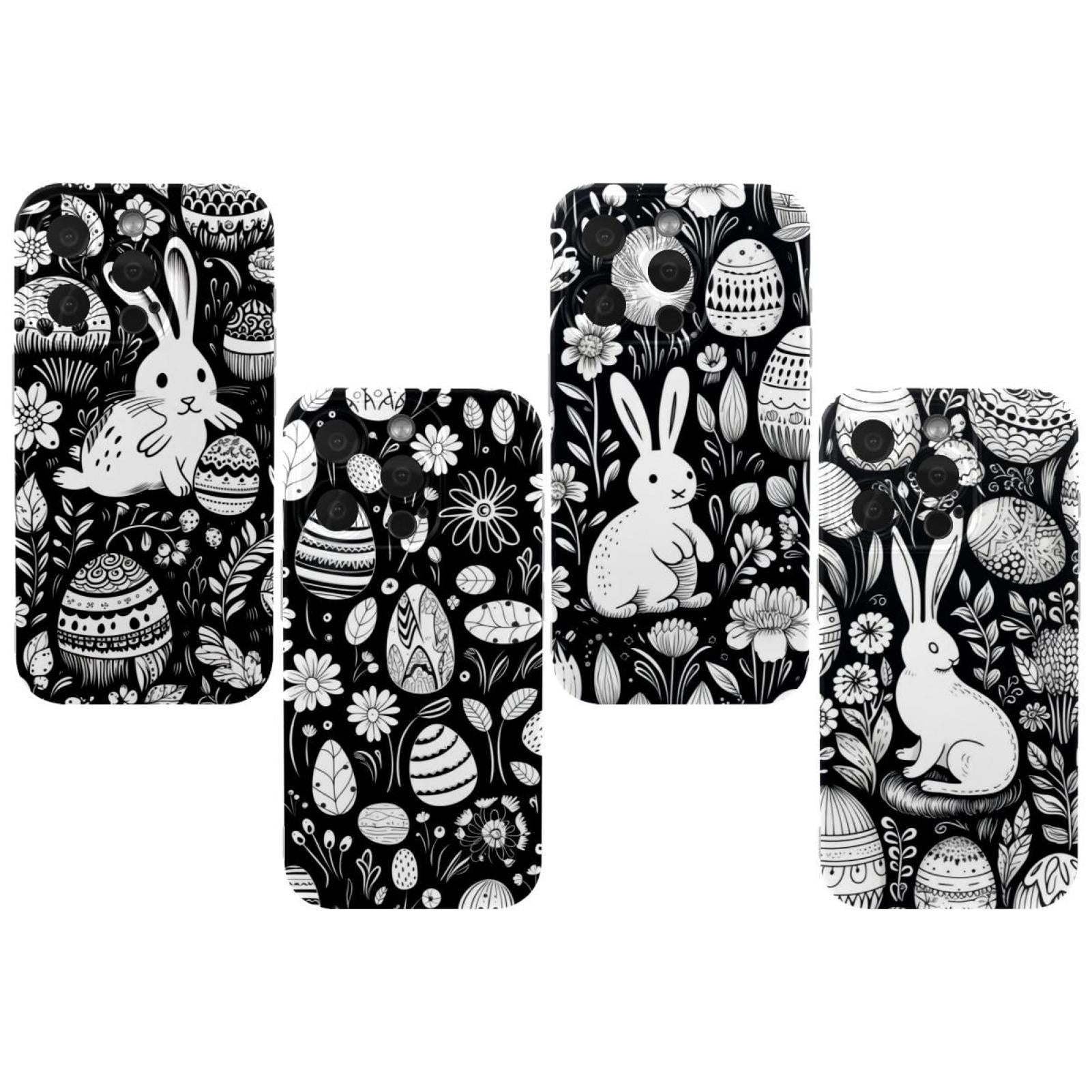 OWNHE Black and White Easter Pattern 4-Pack TPU Soft Case Set for ...