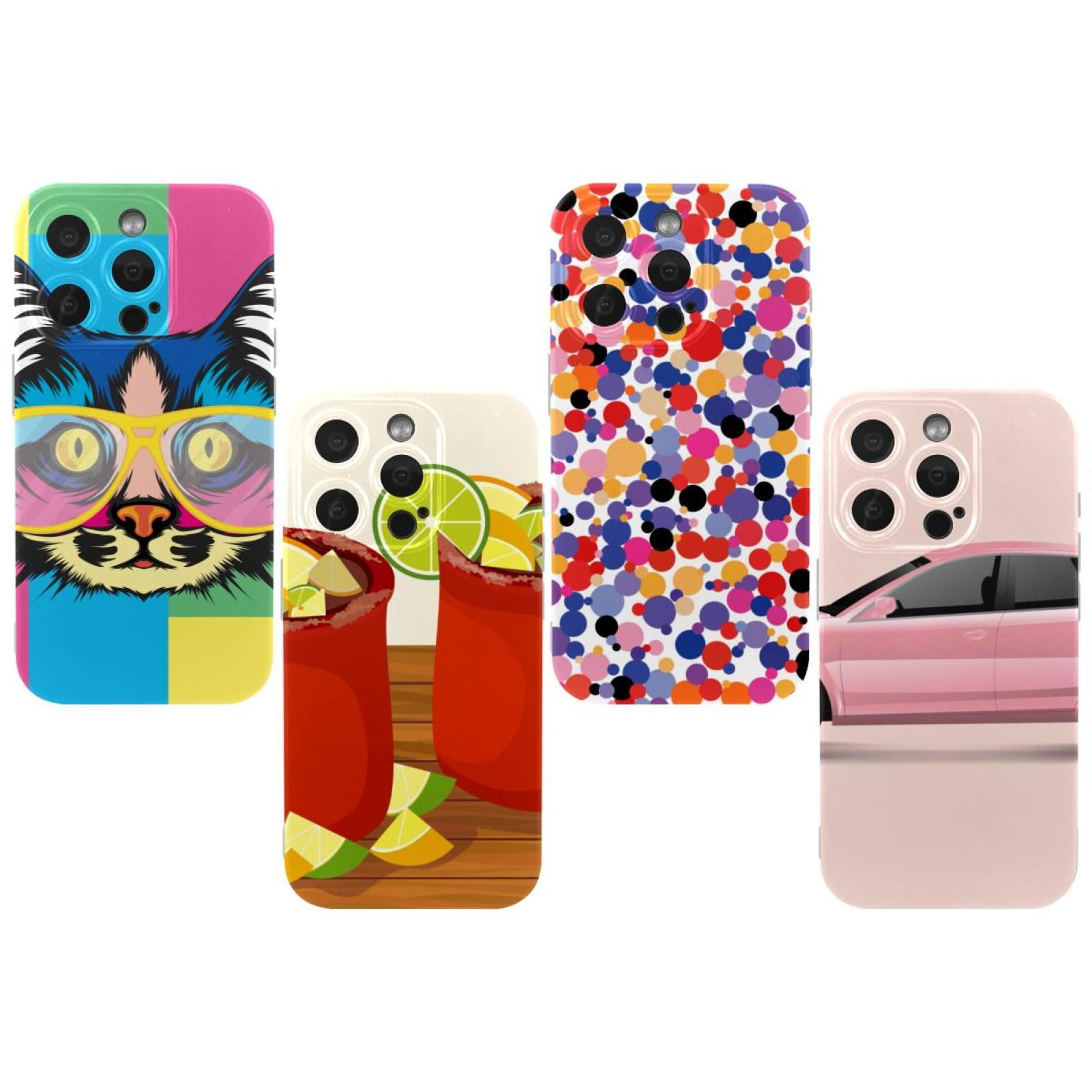 OWNHE Car Pattern 4-Pack TPU Soft Case Set for iPhone 14 Pro/14 Pro Max/15 Pro/15 Pro Max ...