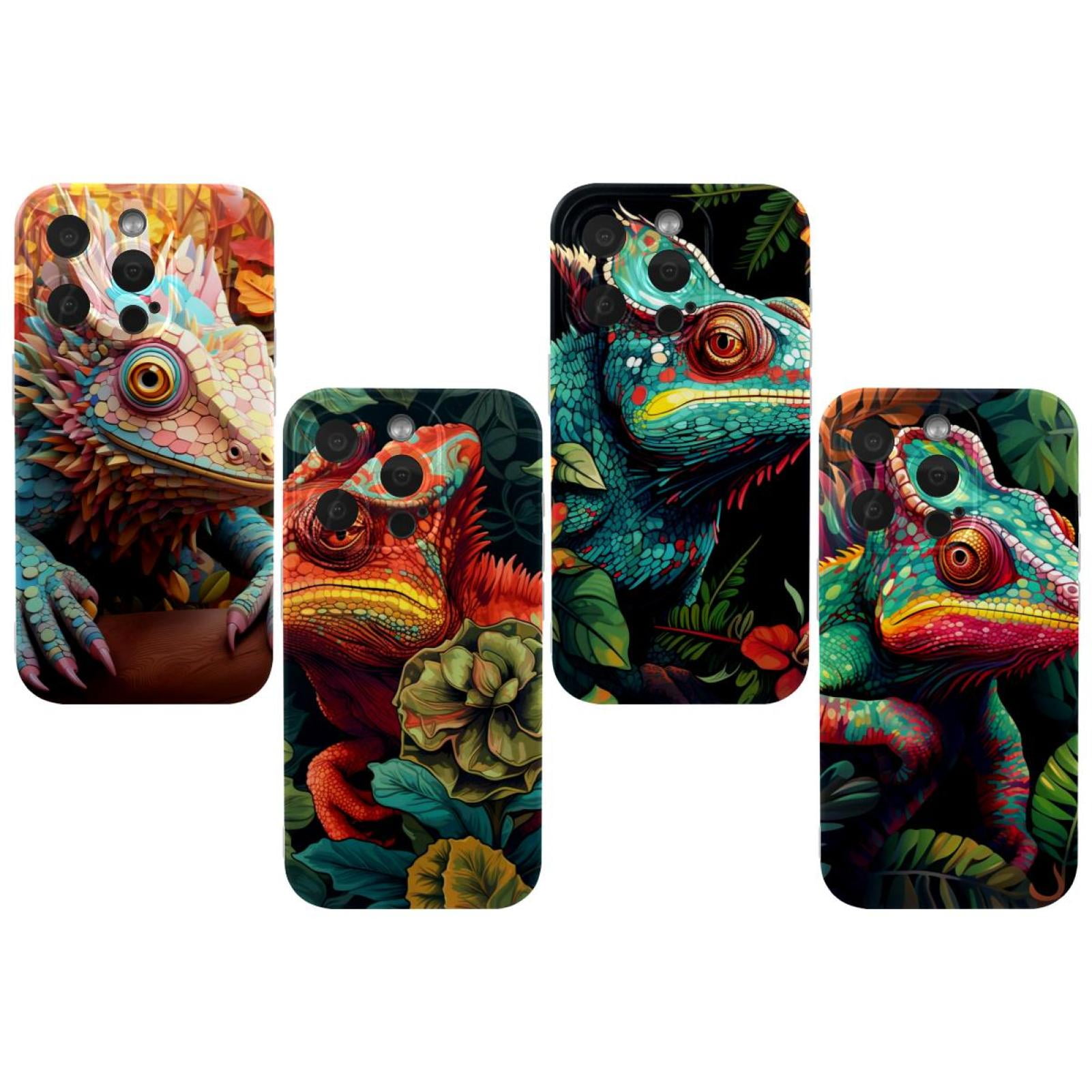 OWNHE Chameleon Pattern 4-Pack TPU Soft Case Set for iPhone 14 Pro/14 Pro Max/15 Pro/15 Pro Max ...